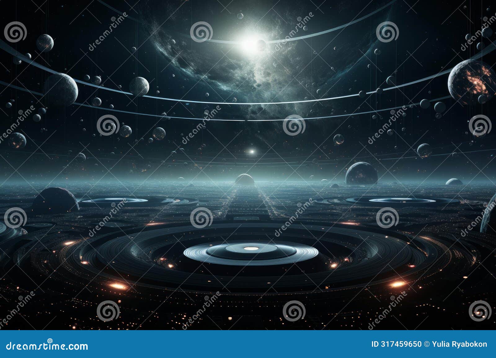 Cosmic Orchestra: Planetary Alignment in Space Stock Illustration ...