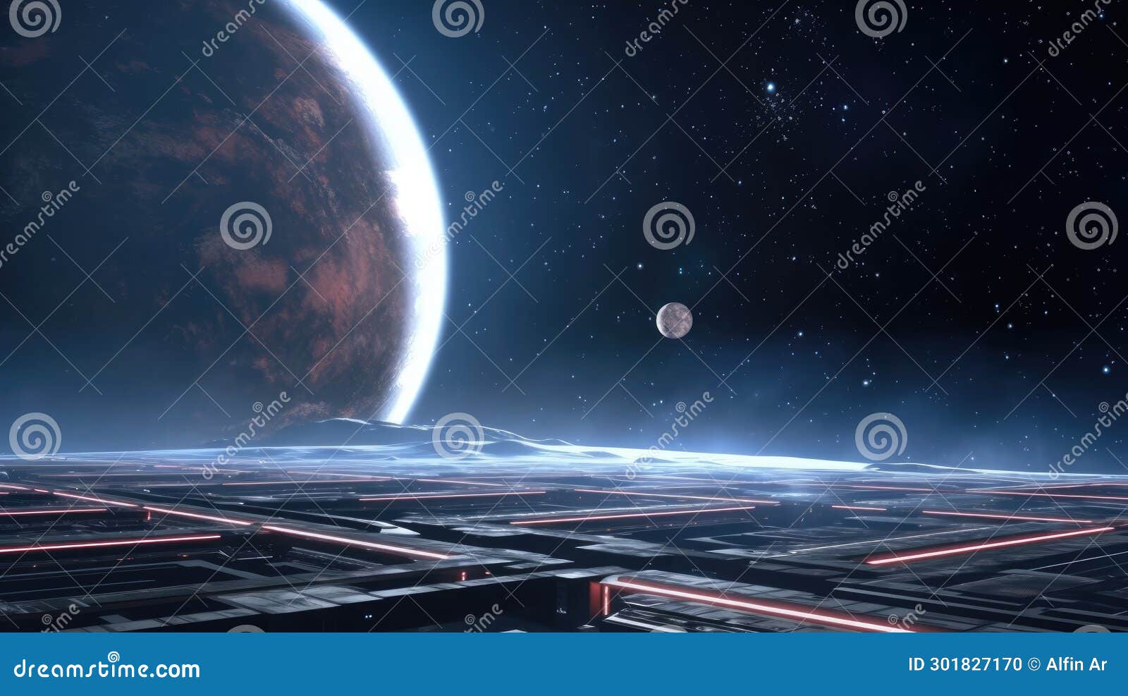 A Cosmic Outpost , Space Station Stock Illustration - Illustration of ...