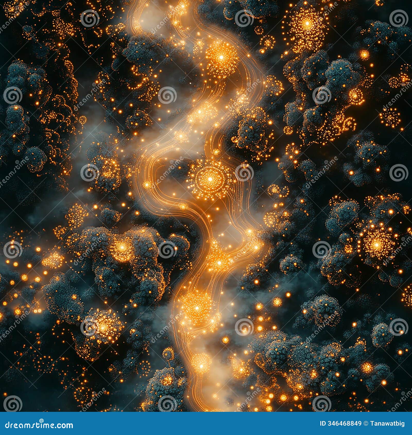 Cosmic Pathway through Stellar Clouds and Light Stock Illustration ...