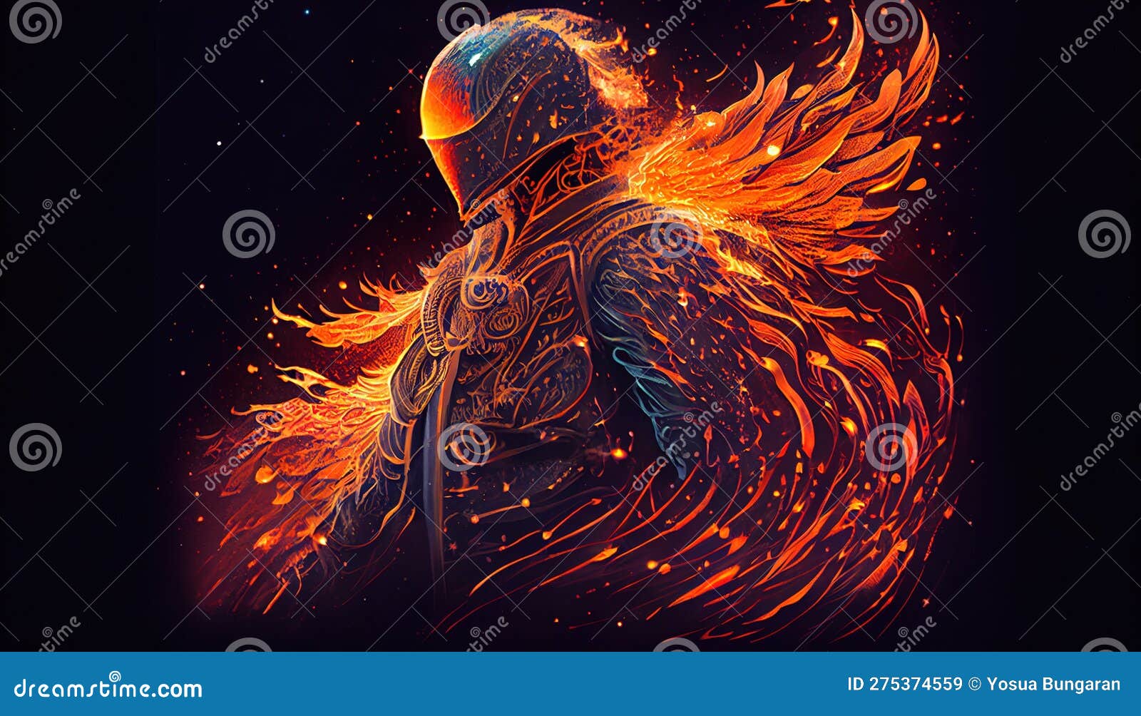 Cosmic Phoenix, Digital Art Illustration, Generative AI Stock ...