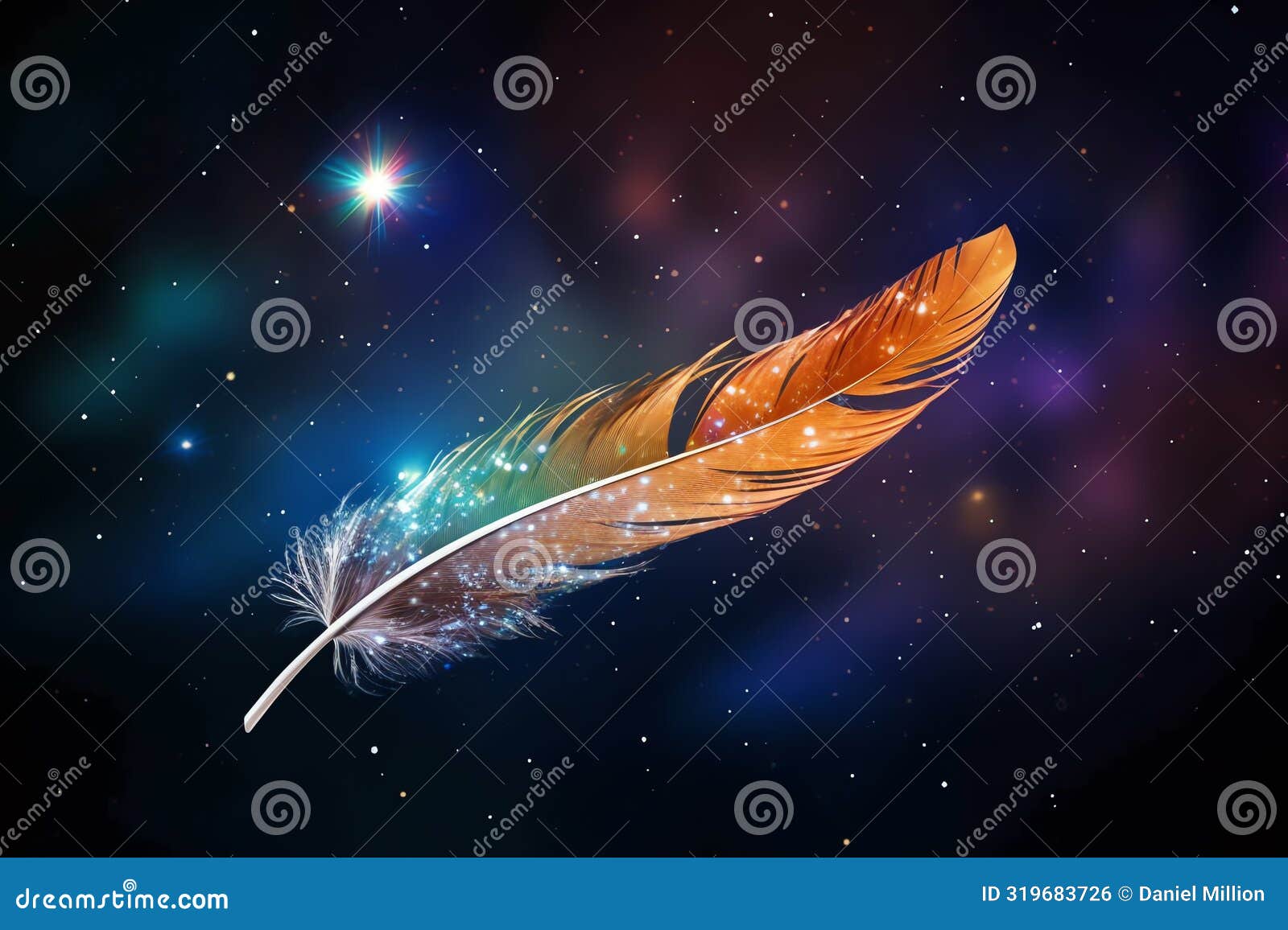 Cosmic Phoenix Feather Fantasy Sky Night Gazing Stock Illustration ...