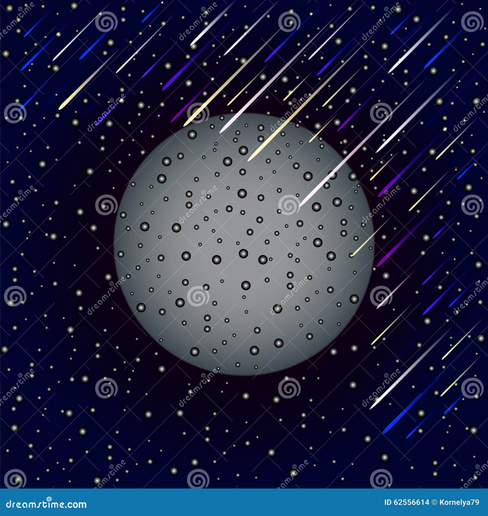 Cosmic Planet with the Meteorites Rain Stock Vector - Illustration of ...