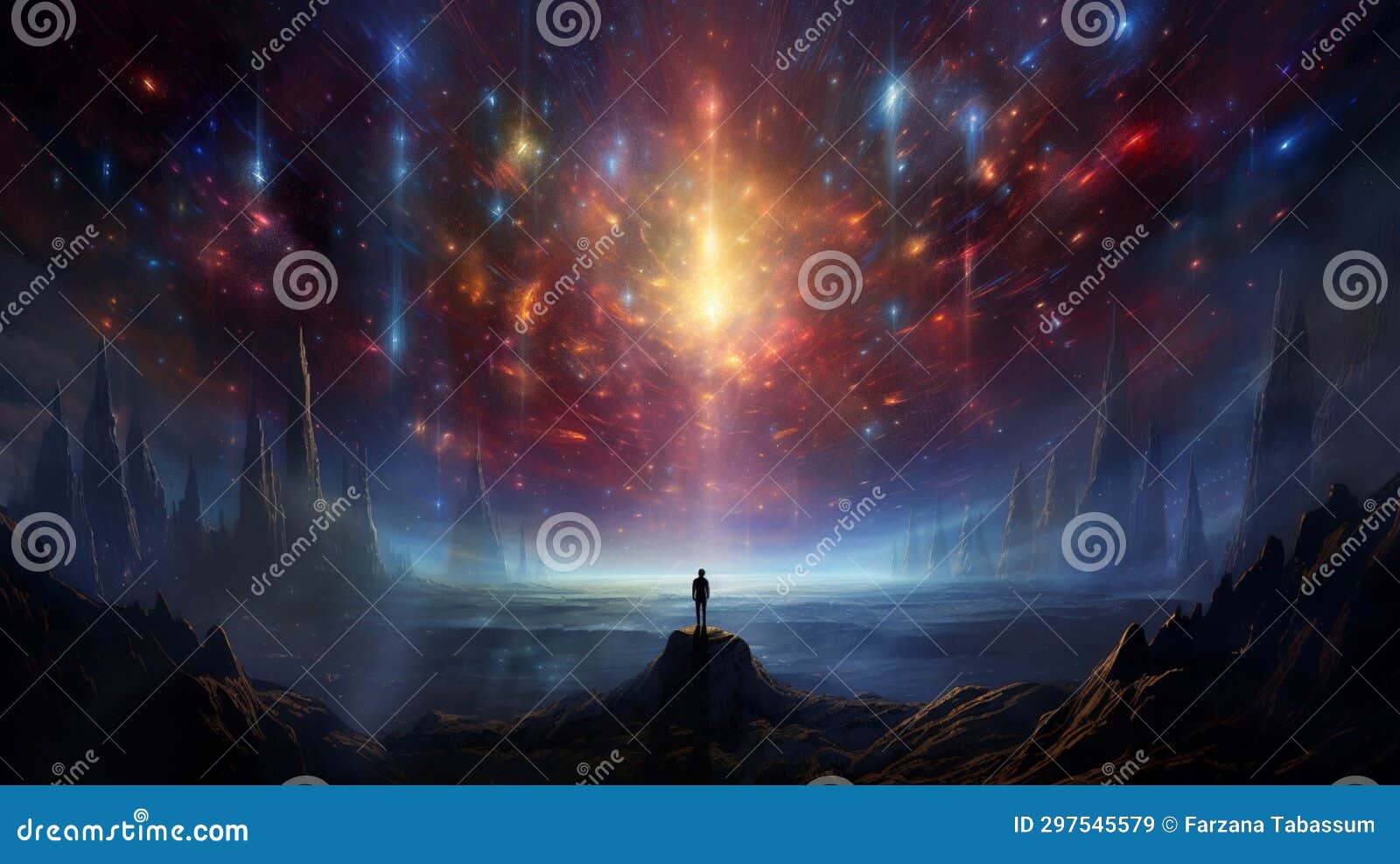 Cosmic Rays of Light Piercing through the Darkness Abstract Background ...