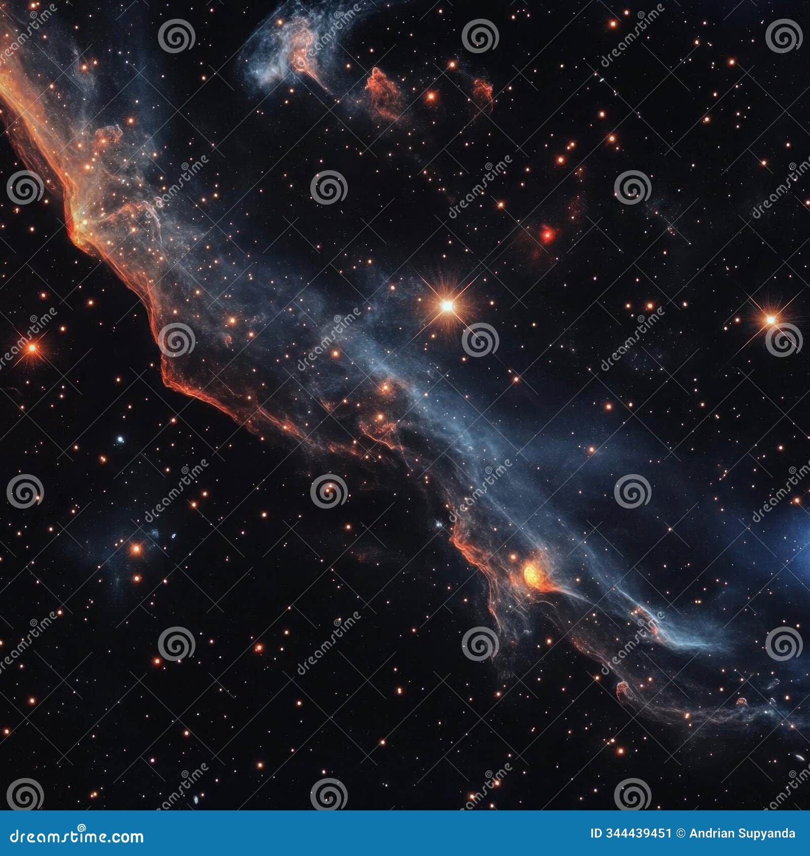 Cosmic Ribbon, a Star-Forming Nebula in Space Stock Illustration ...