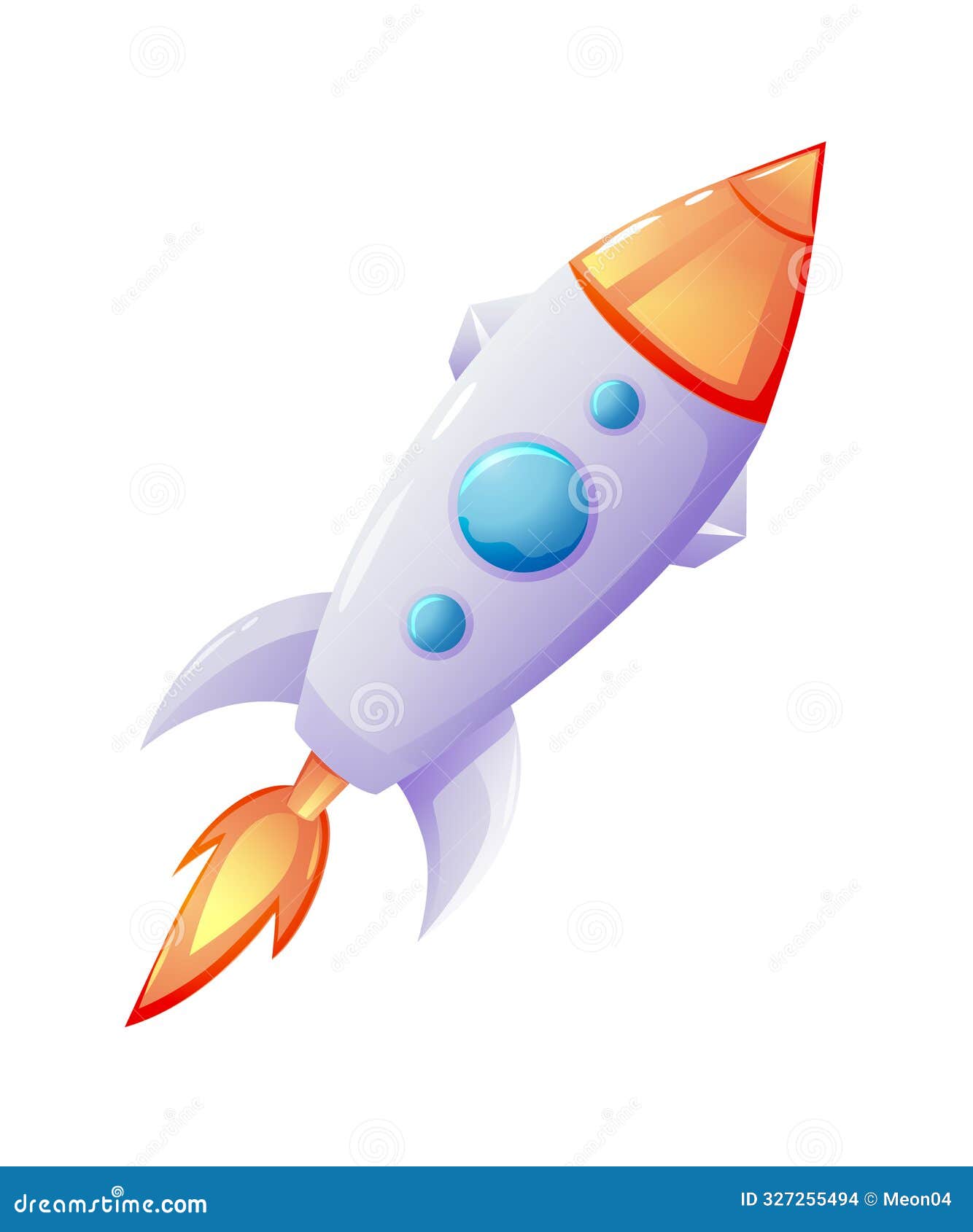 Cosmic Rocket Flying In Open Space With Engine Fire Flames. Futuristic ...