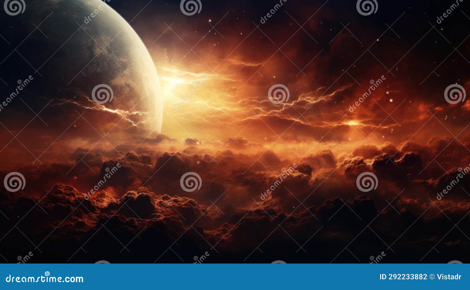 Cosmic Scape with a Large Planet Stock Photo - Image of large ...