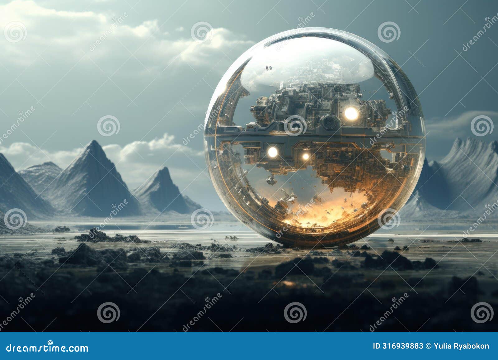 Cosmic Scifi Sphere. Generate Ai Stock Image - Image of lighting, gold ...