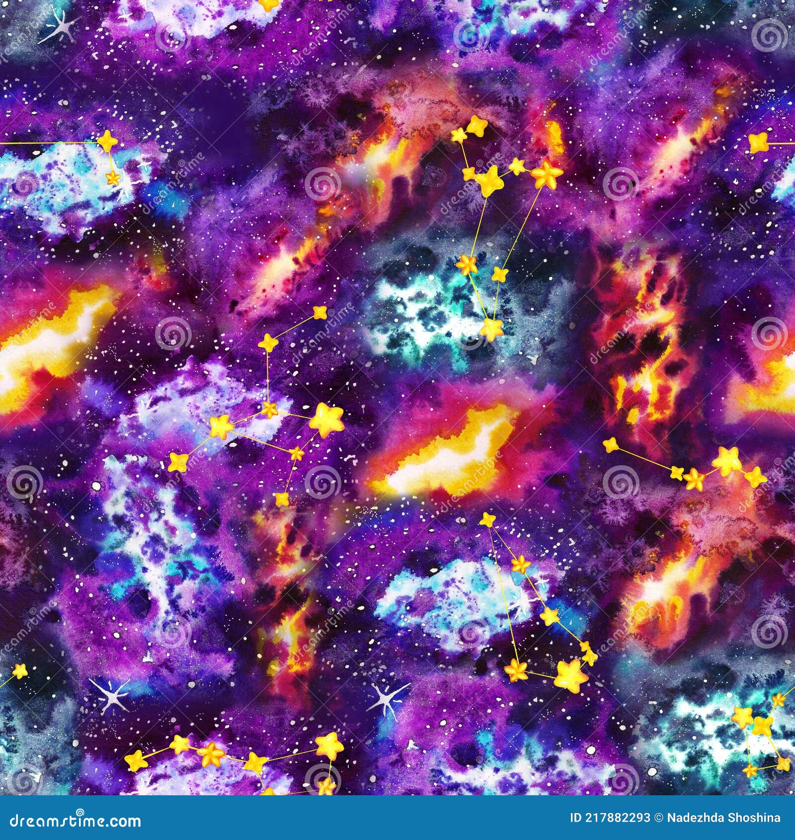 Cosmic seamless pattern stock illustration. Illustration of paint ...