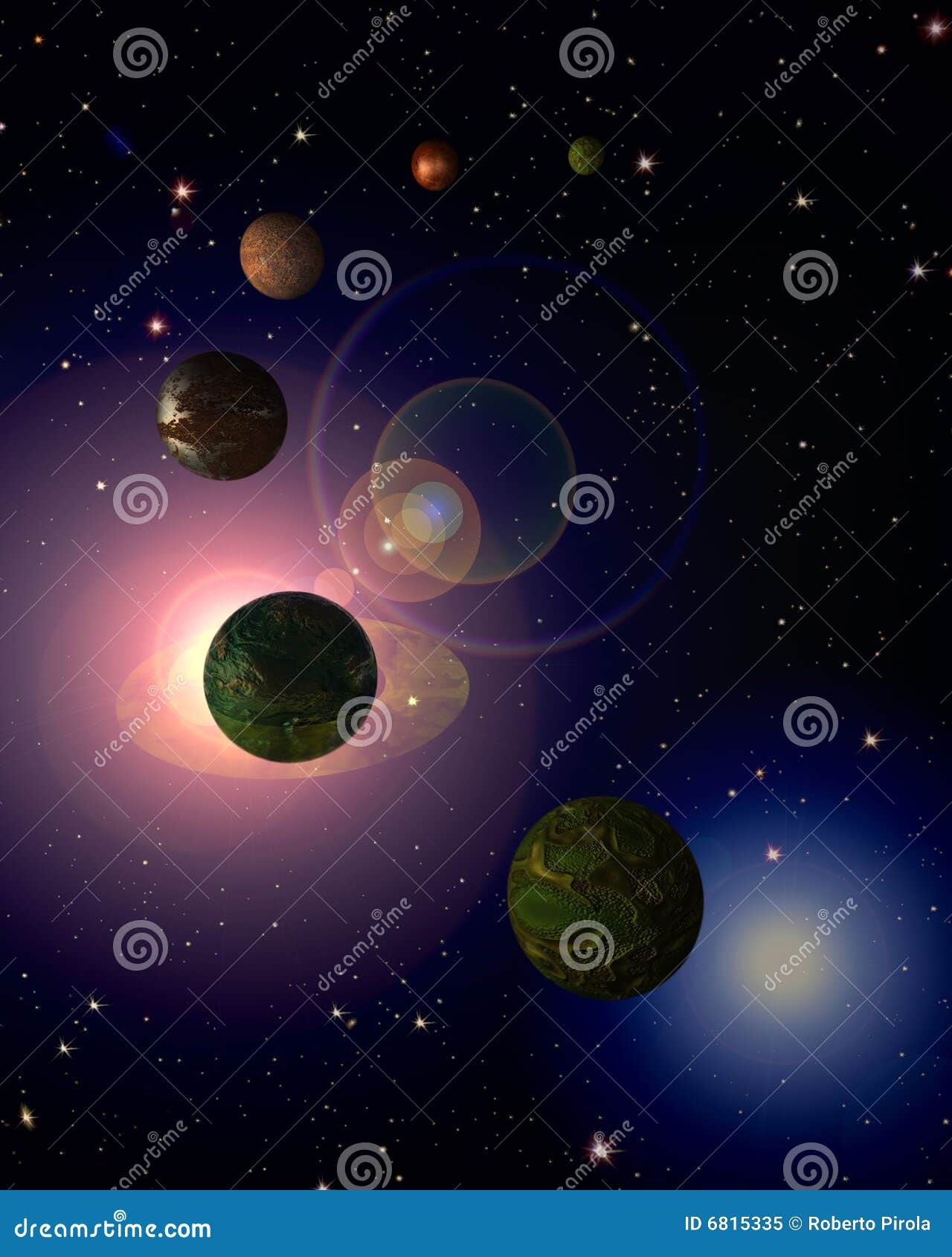 Cosmic sky with planets stock illustration. Illustration of infinity ...