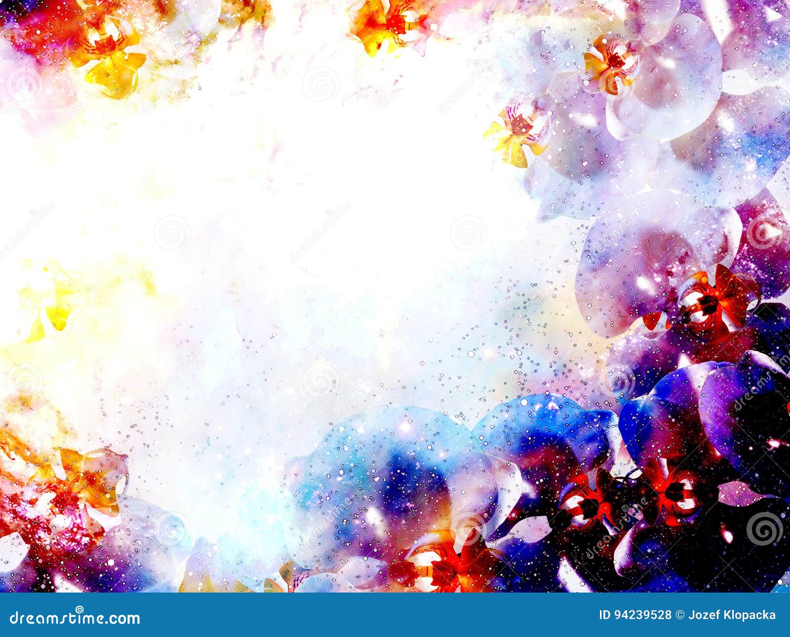 Cosmic Space with Flower, Color Galaxy Background, Computer Collage ...