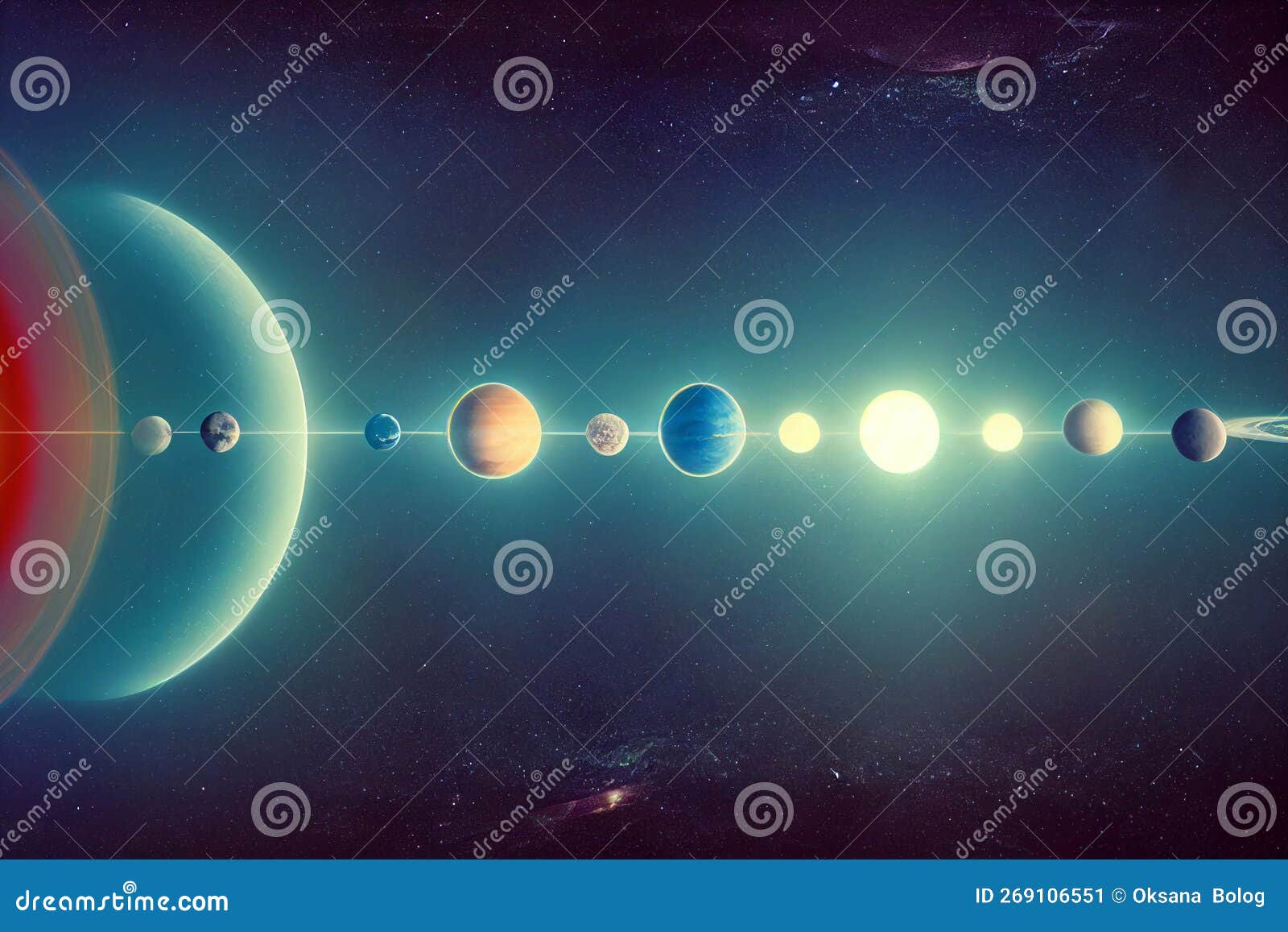 Cosmic Space. Planets in Outer Space.Unknown Worlds. Colored ...