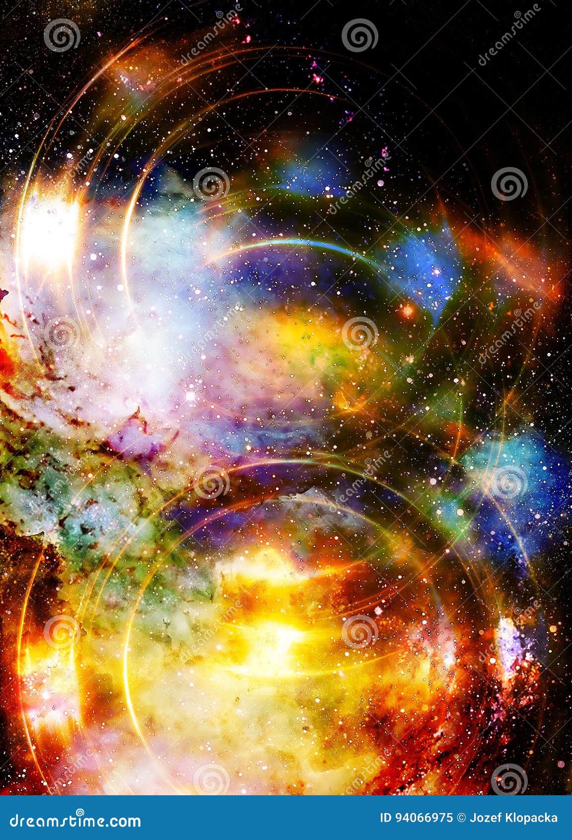 Cosmic Space and Stars with Light Circle. Stock Illustration ...