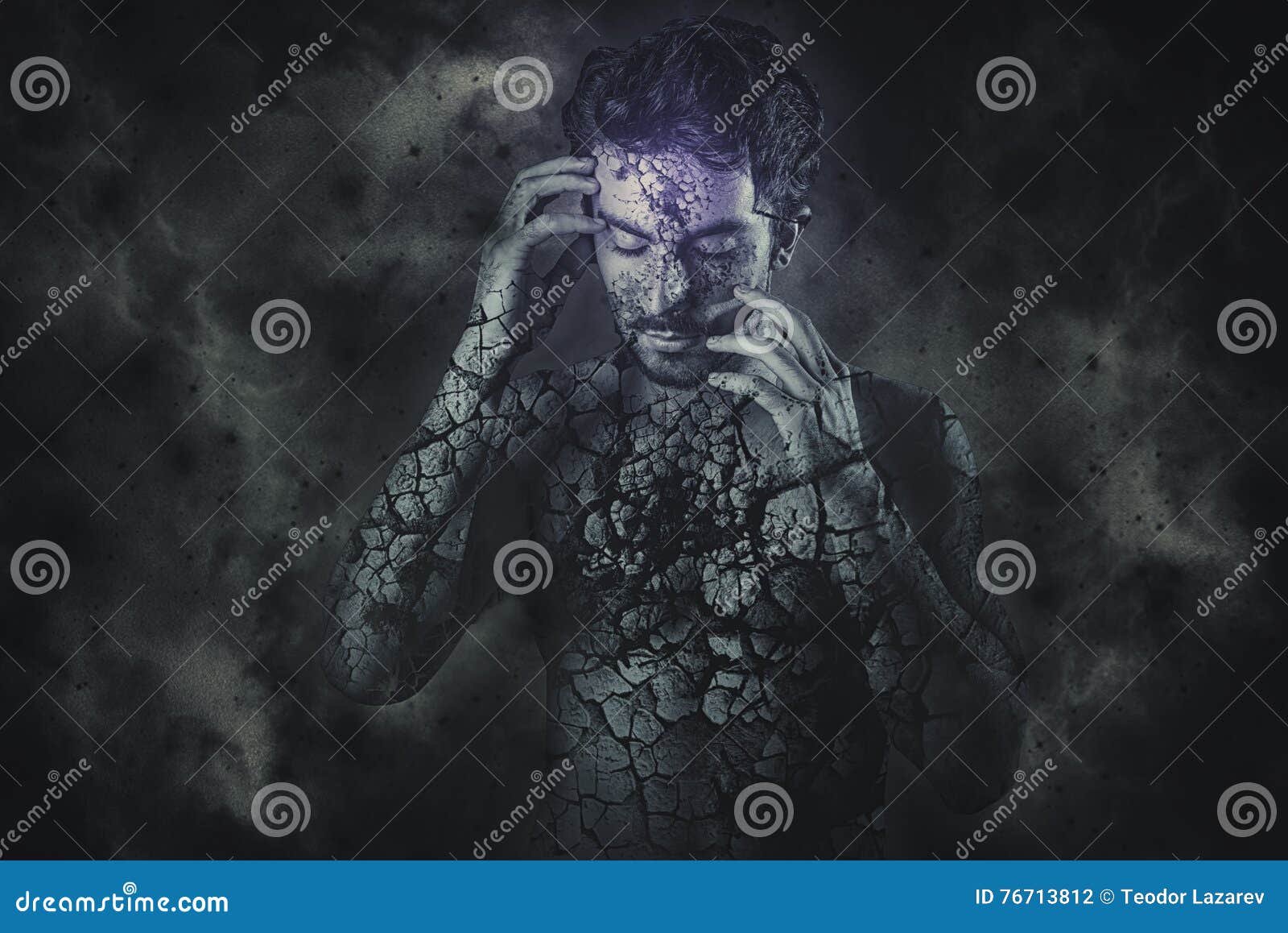 Cosmic stone man concept stock photo. Image of magical - 76713812
