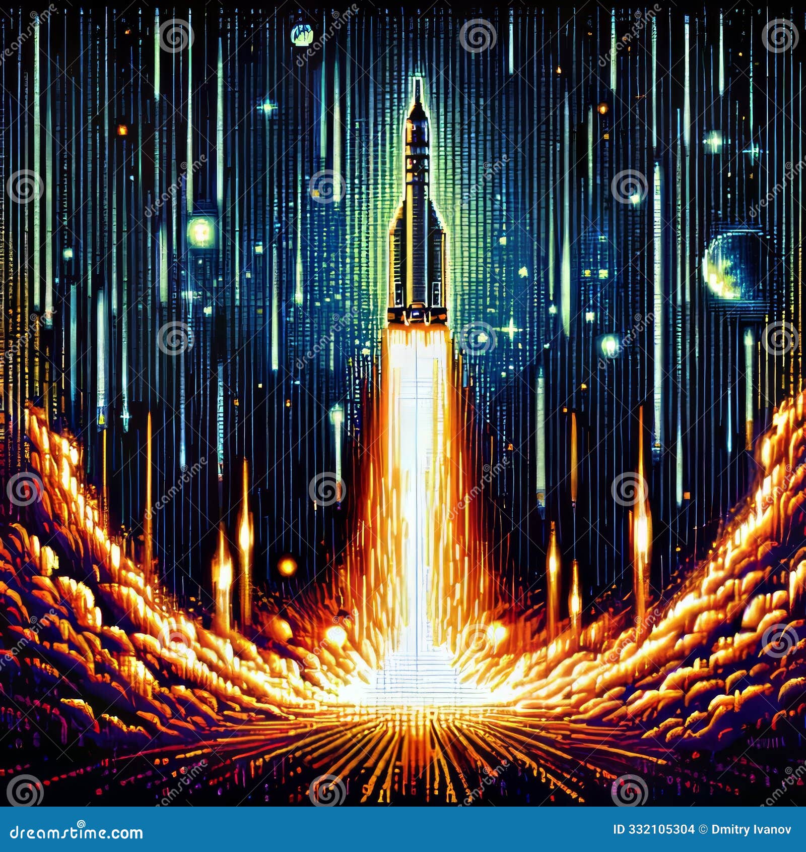 69 Cosmic Stream a Matrix Code Depiction of the LauncI Stock Photo ...