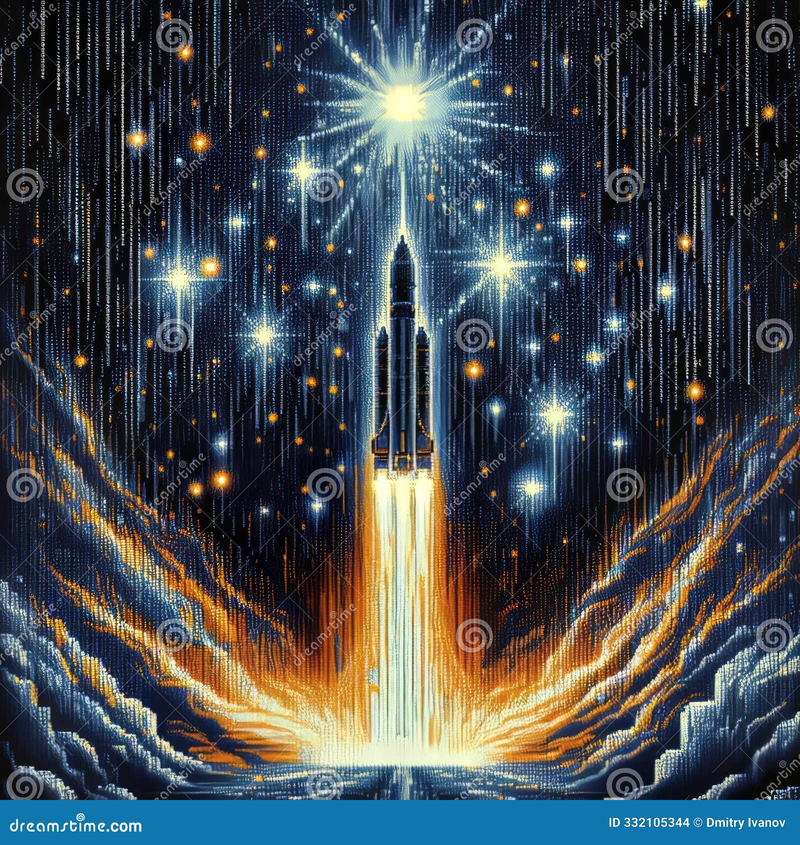 68 Cosmic Stream a Matrix Code Depiction of the LauncI Stock Photo ...