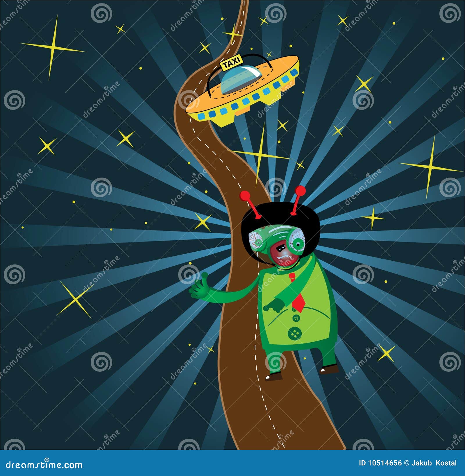 Cosmic taxi with alien stock vector. Illustration of cosmical - 10514656
