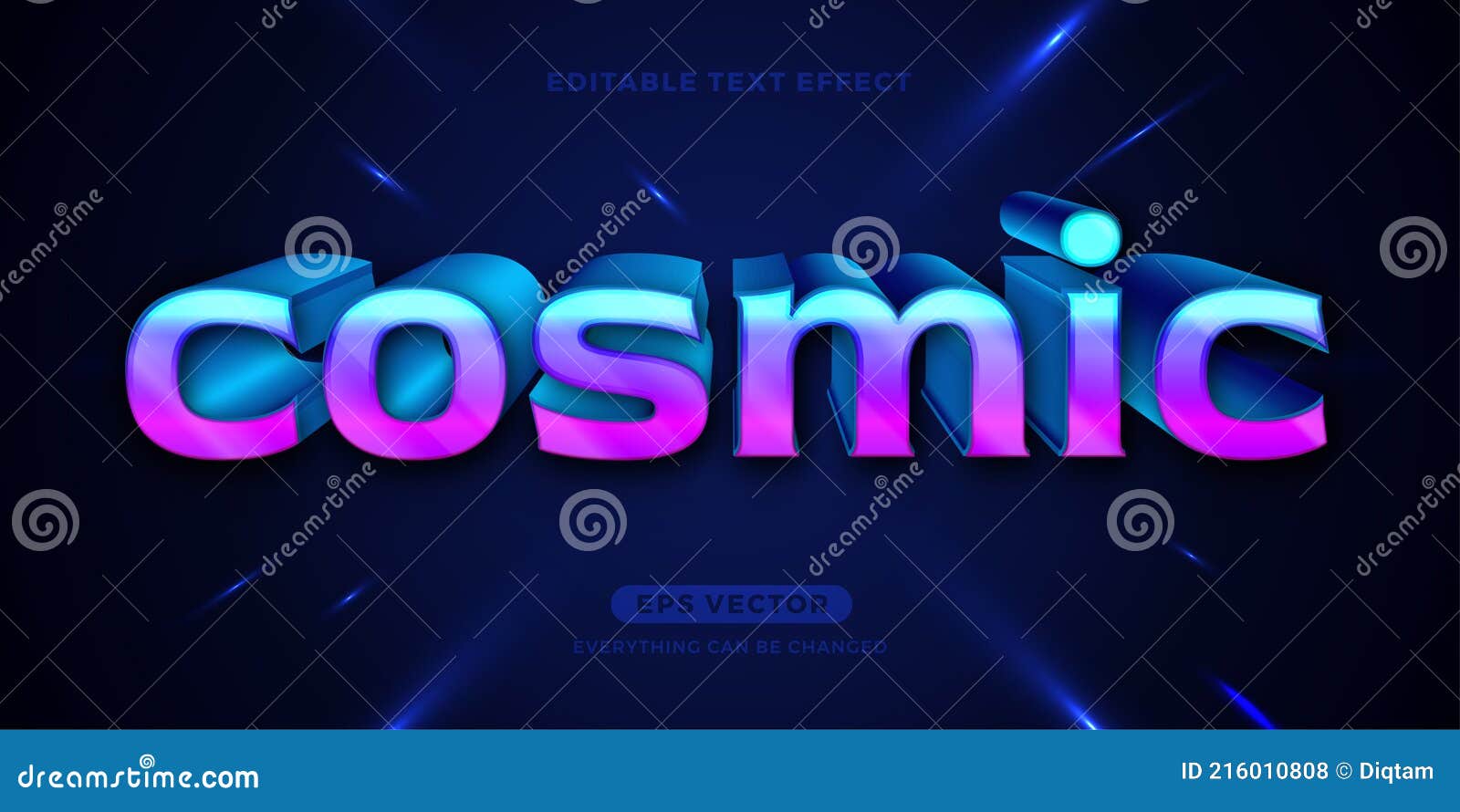 Cosmic text effect stock vector. Illustration of light - 216010808