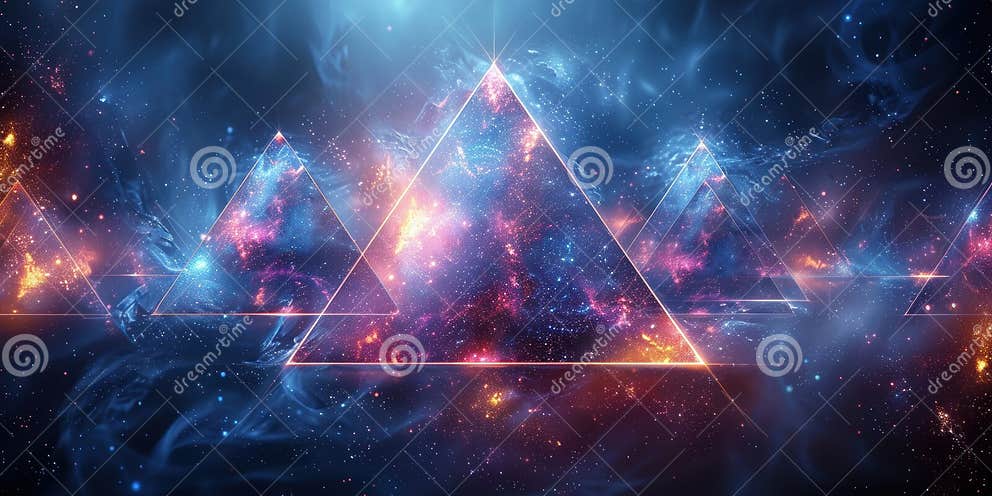 Cosmic Triangles. Created by Generative Artificial Intelligence Stock ...
