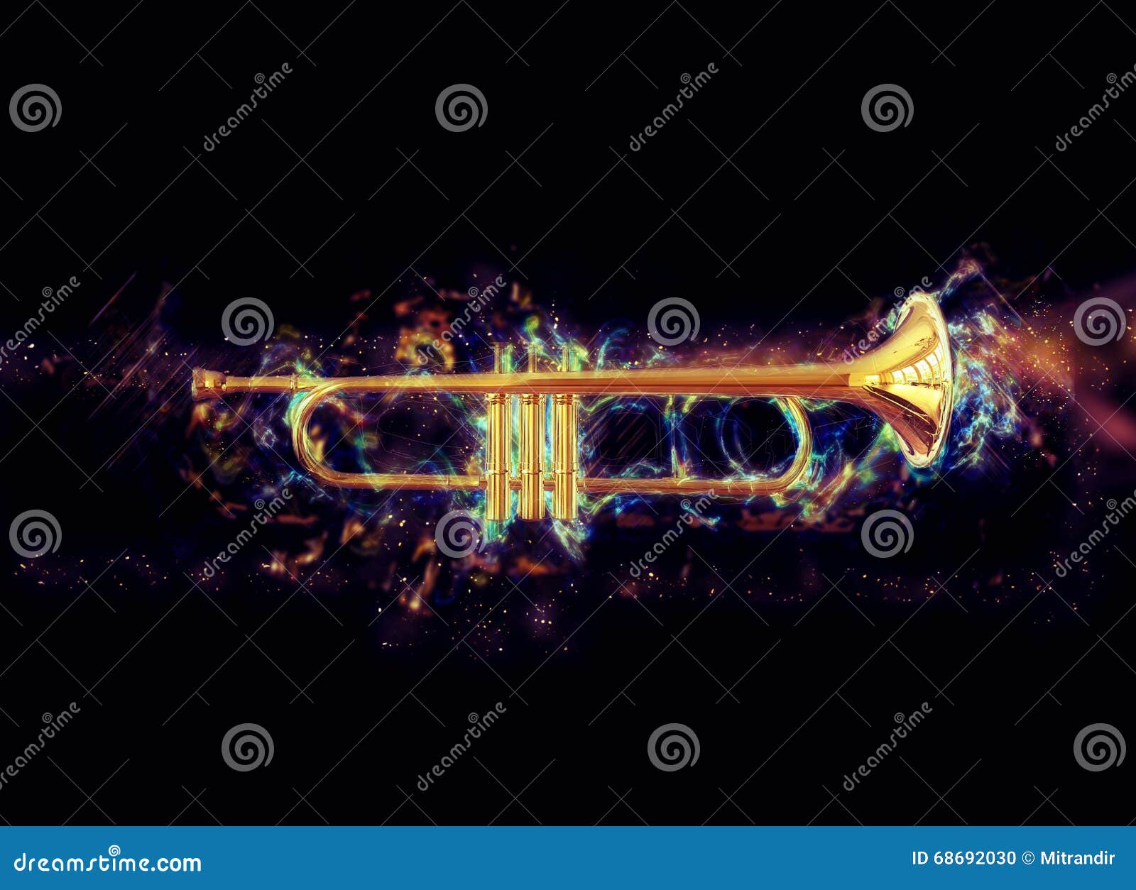 Cosmic trumpet stock illustration. Illustration of artistic - 68692030