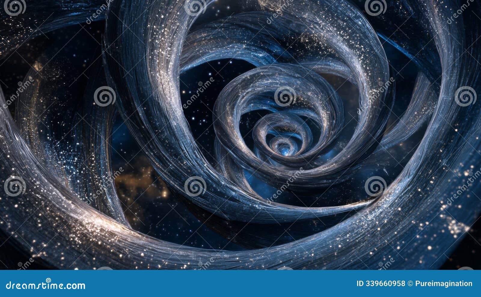 A Cosmic Vortex Of Intertwined Blue Filaments Royalty-Free Stock Image ...