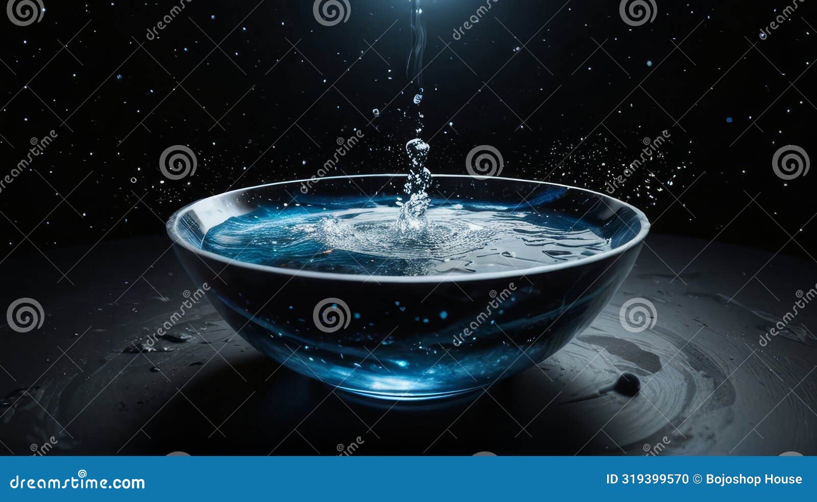 Cosmic Waves: a Bowl of Water Floating in the Abyss of Space Stock ...