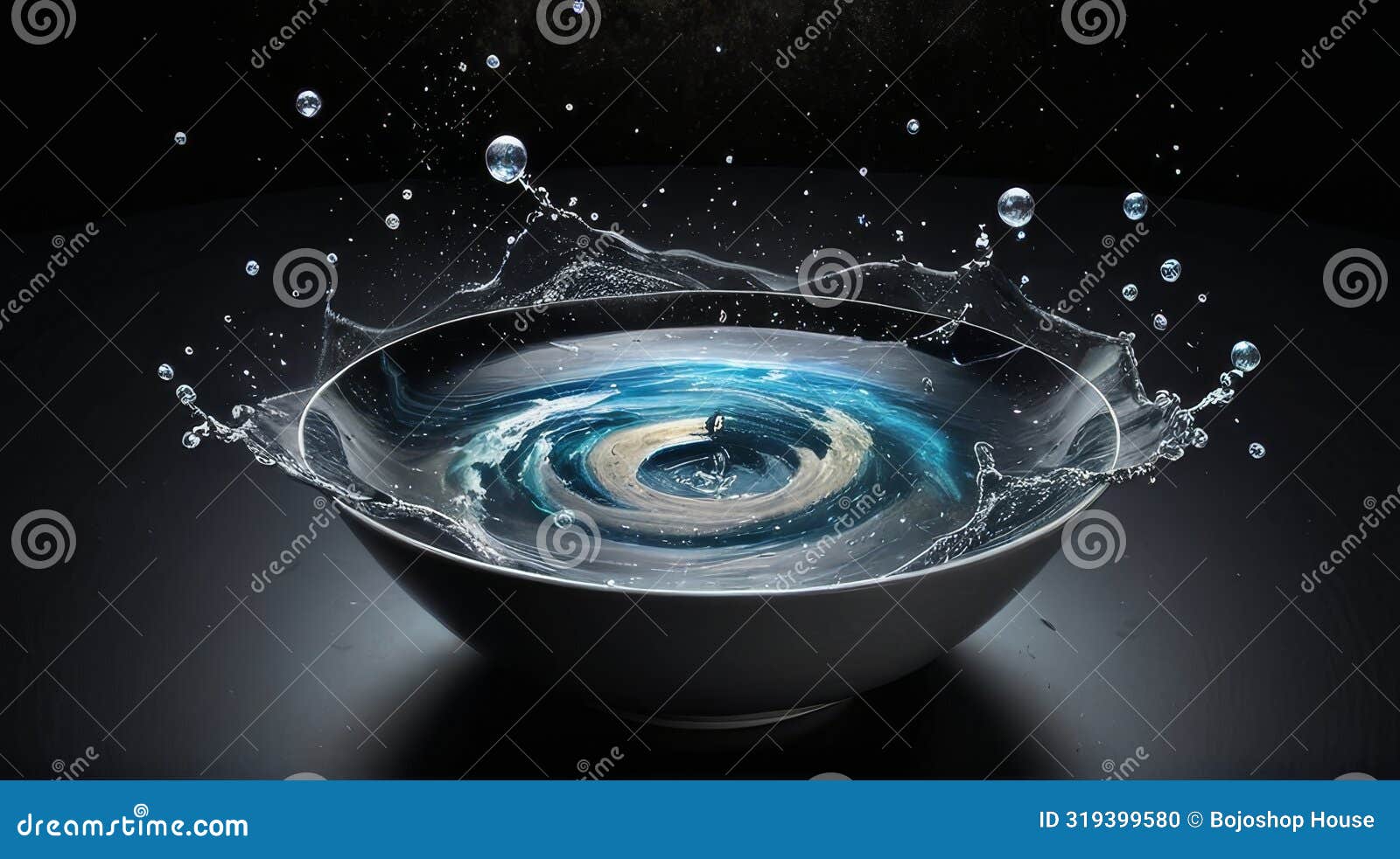 Cosmic Waves: a Bowl of Water Floating in the Abyss of Space Stock ...