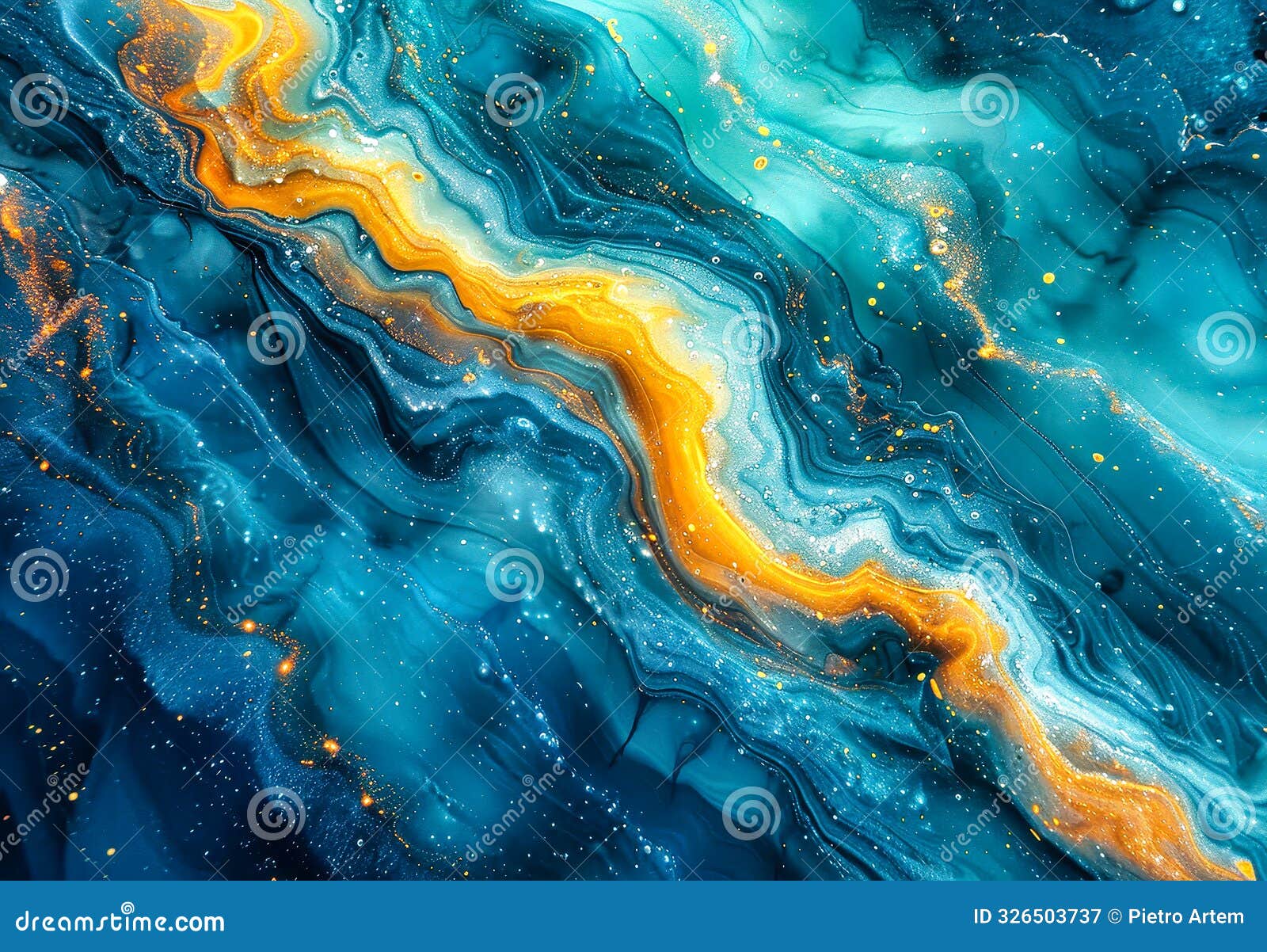 A Cosmic Whirlwind of Blue and Gold Stock Image - Image of celestial ...