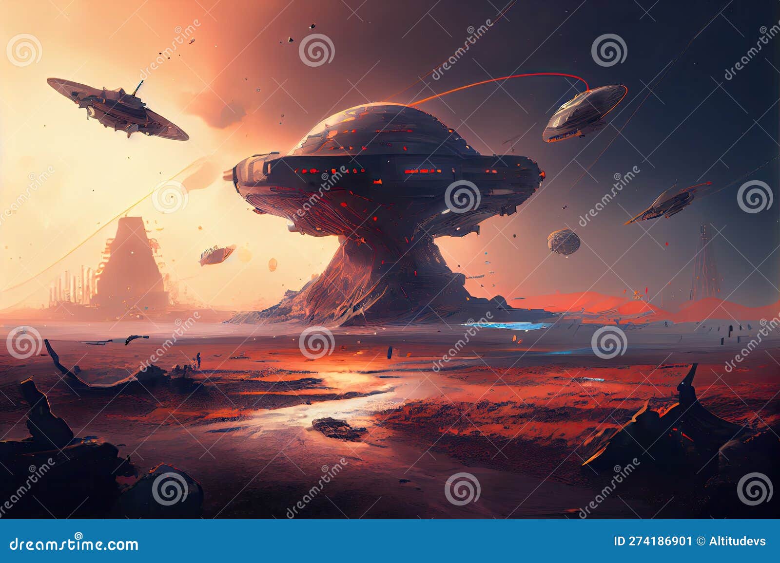 Cosmodrome Full of Ufo S and Alien Activity, with Ships Taking Off and ...