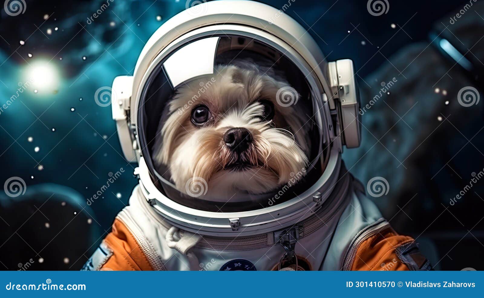 Cosmonaut Dog in a Space Suit with a Helmet Stock Illustration ...