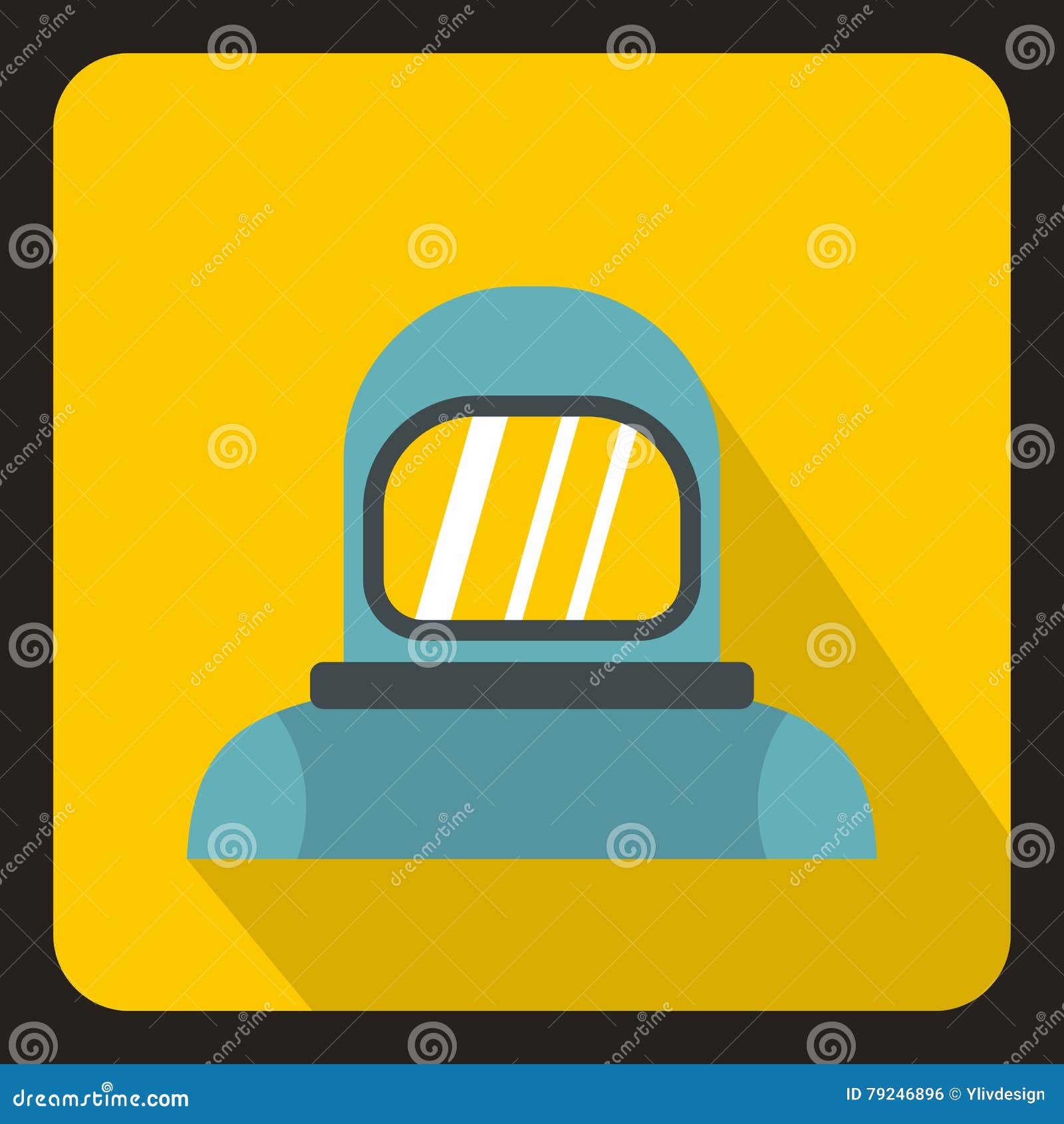 Cosmonaut icon, flat style stock vector. Illustration of shadow - 79246896