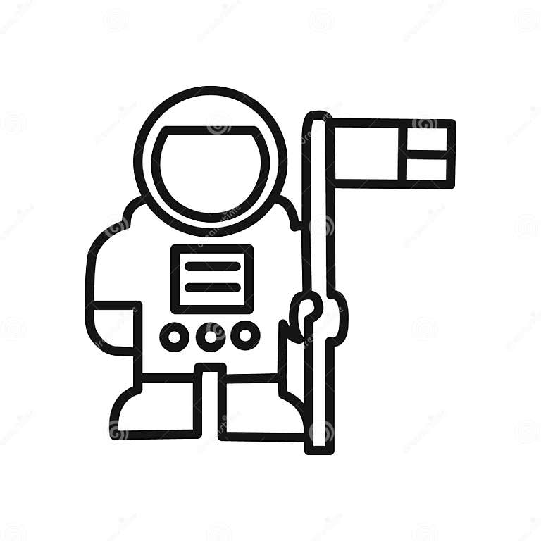 Cosmonaut Icon Linear Graphics Set Vector Stock Vector - Illustration ...