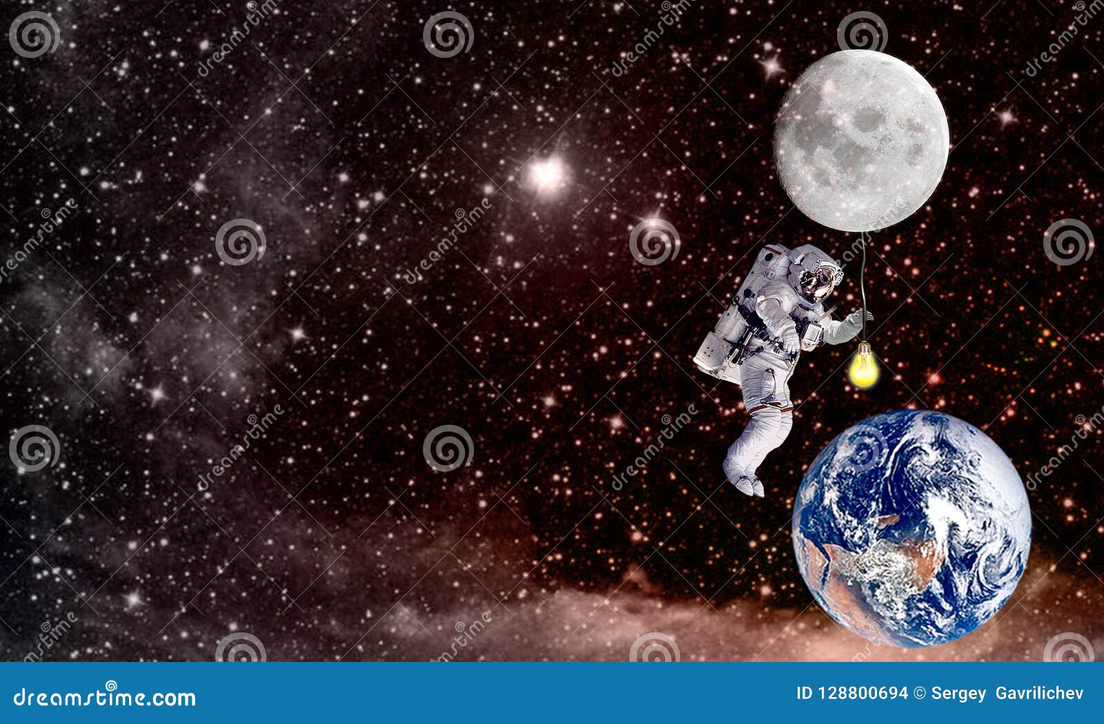 Cosmonaut and Lighting Planet Earth.mission in Outer Space Stock Photo ...