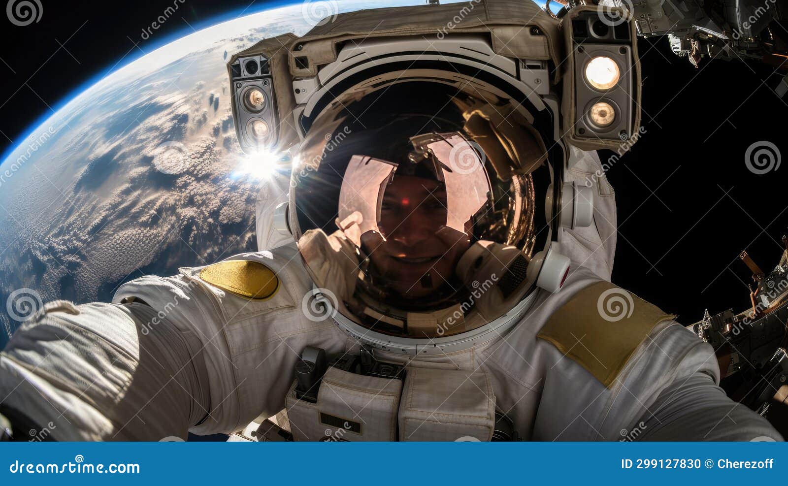 Cosmonaut in Space Suit in Outer Space Stock Photo - Image of ...