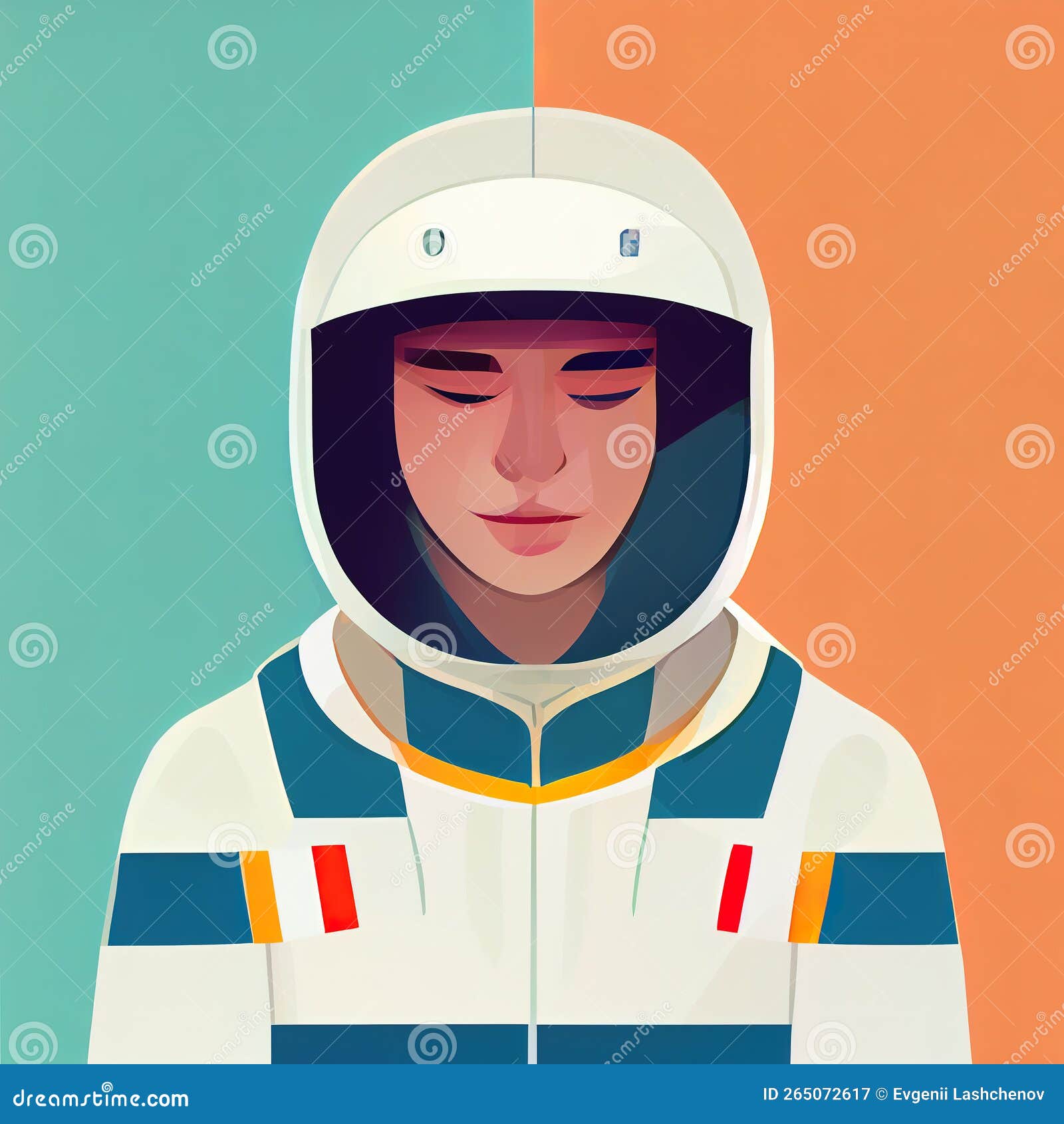 Cosmonaut in Spacesuit Front Portrait. Man in a Space Suit Flat ... Cosmonaut in Spacesuit Front Portrait. Man in a Space Suit Flat ...