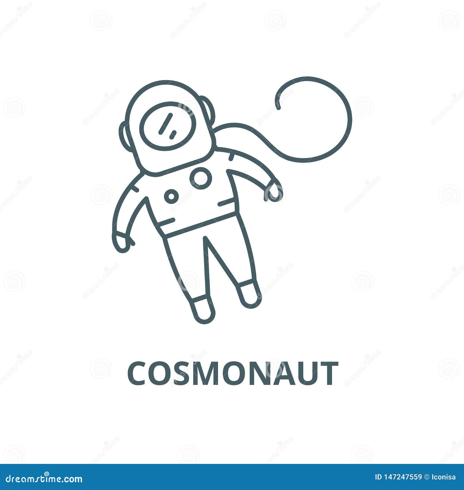 Cosmonaut. Vector Linear Drawing Of An Astronaut. Doodle Style Drawing ...