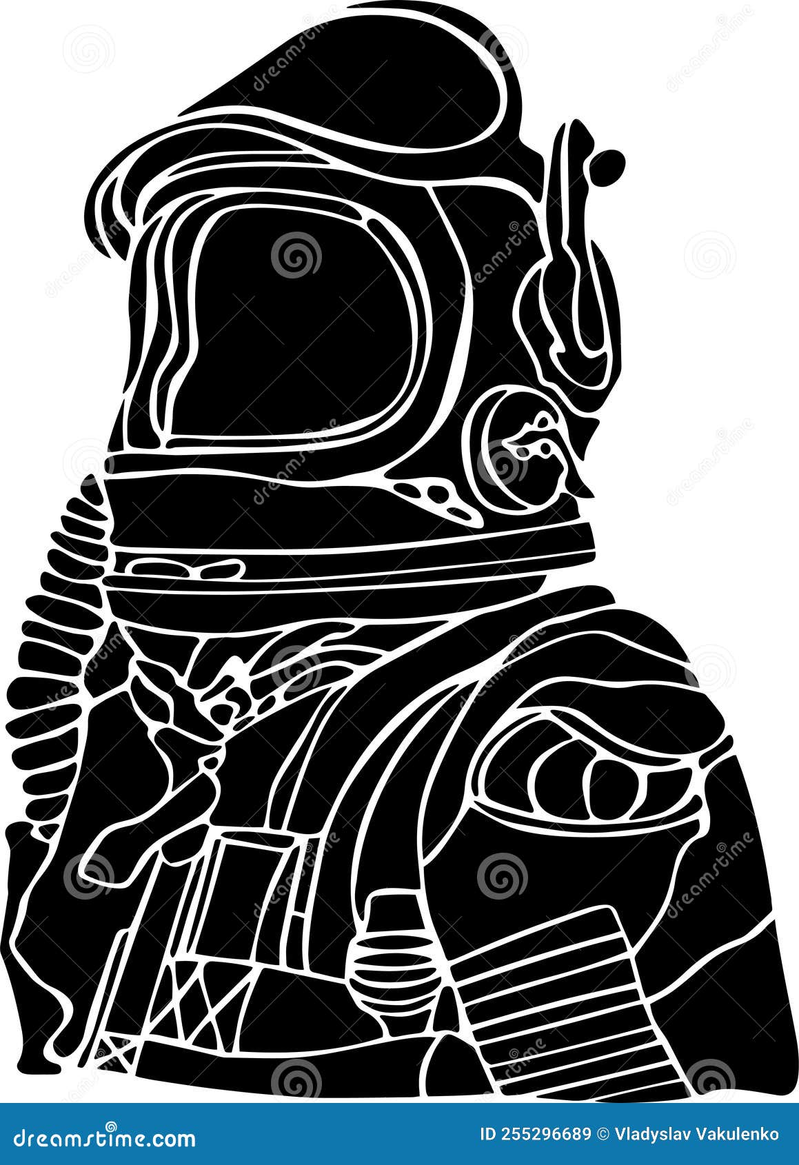 Cosmonaut Vector Stencil, Black and White Stock Vector - Illustration ...