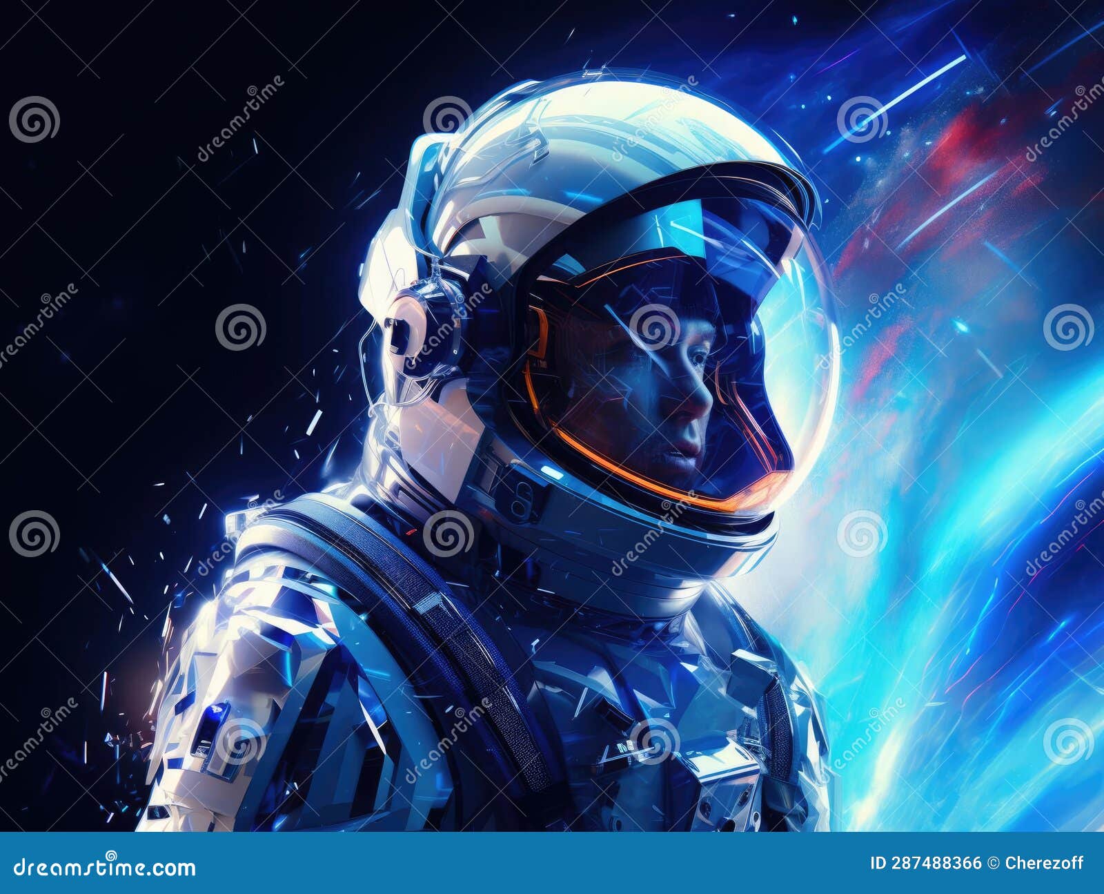 Cosmonaut in virtual space stock photo. Image of camera - 287488366