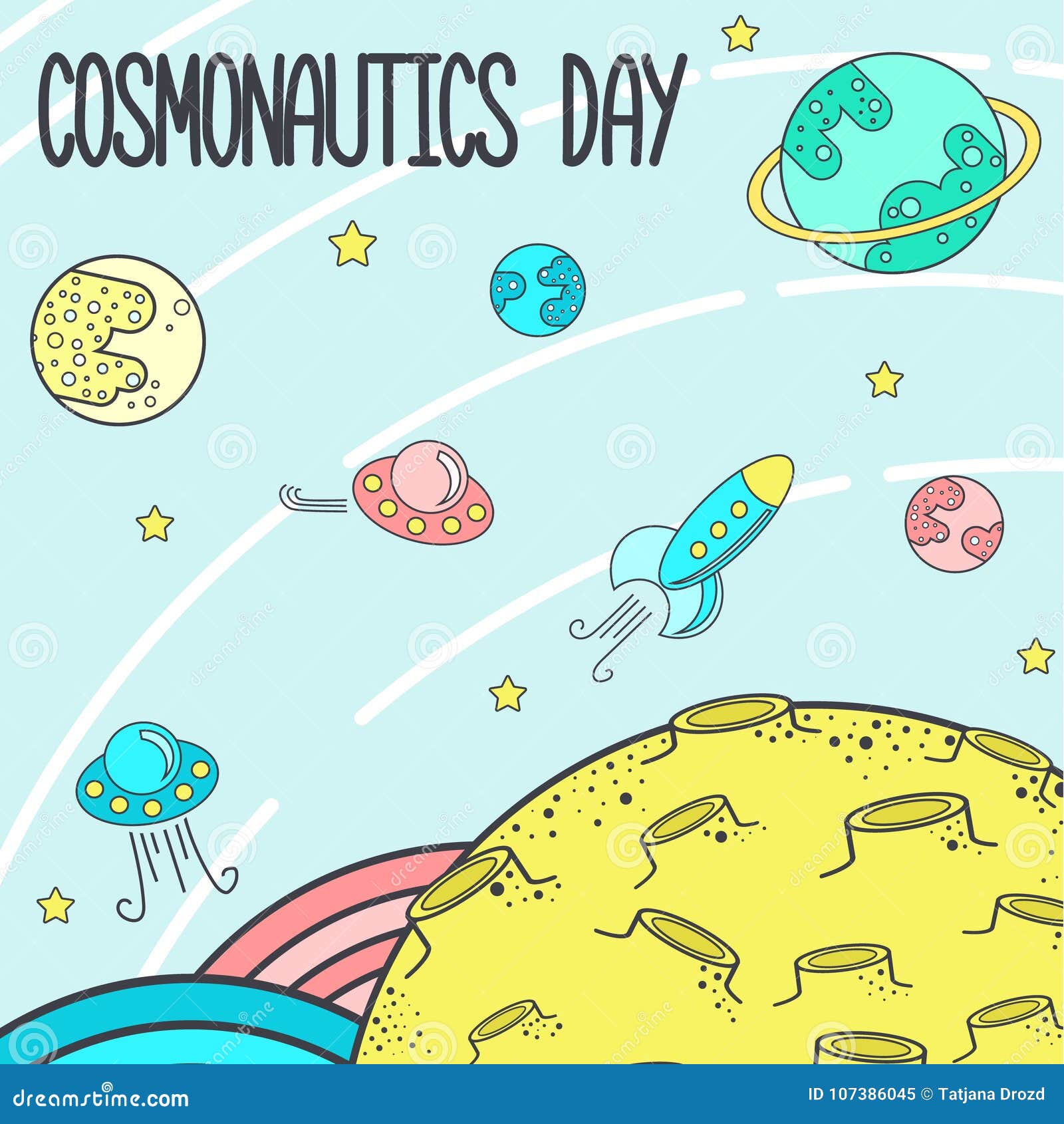 Cosmonautics day poster stock vector. Illustration of flight - 107386045