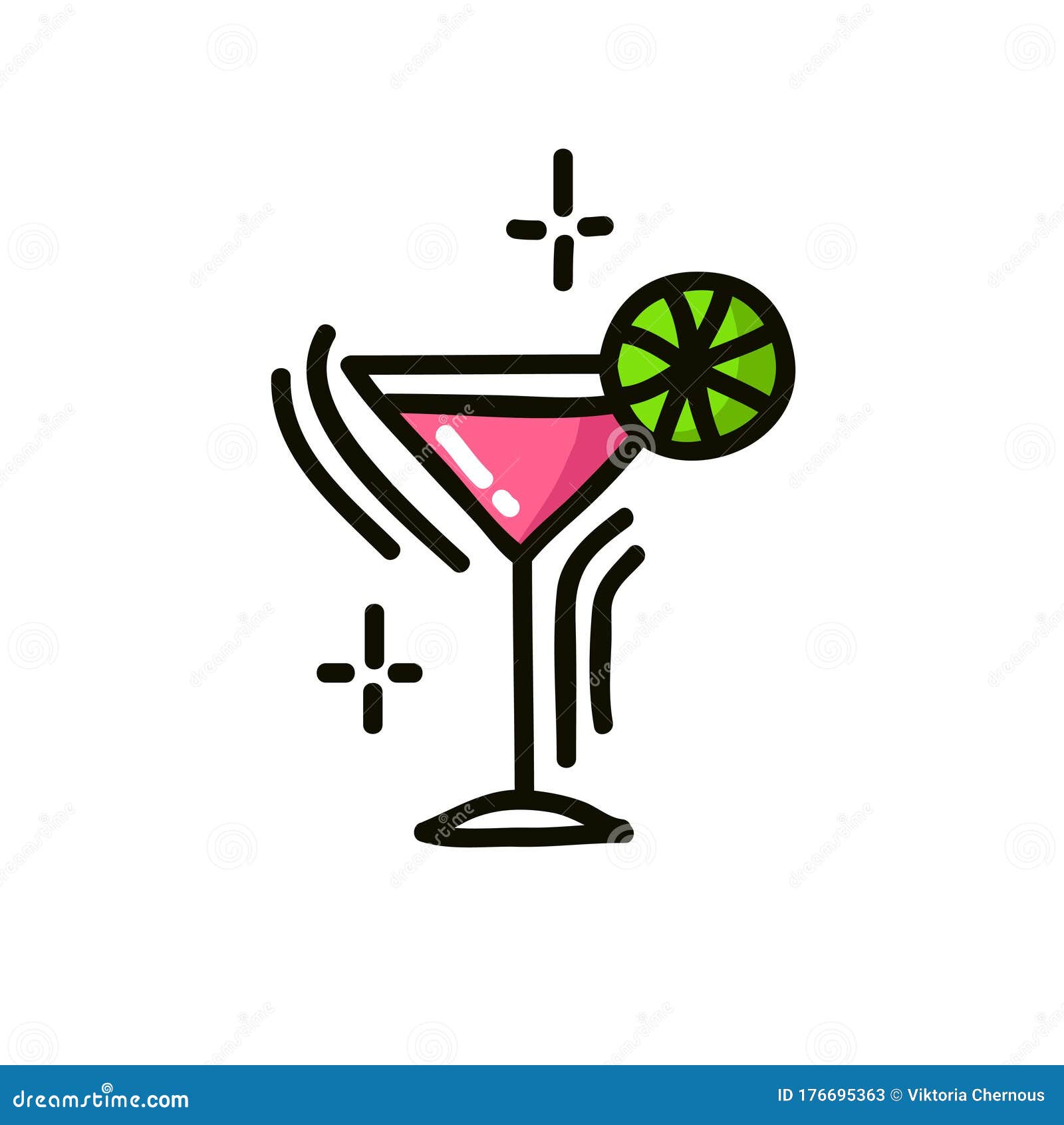 Cosmopolitan Cocktail Drink Doodle Icon, Vector Illustration Stock ...