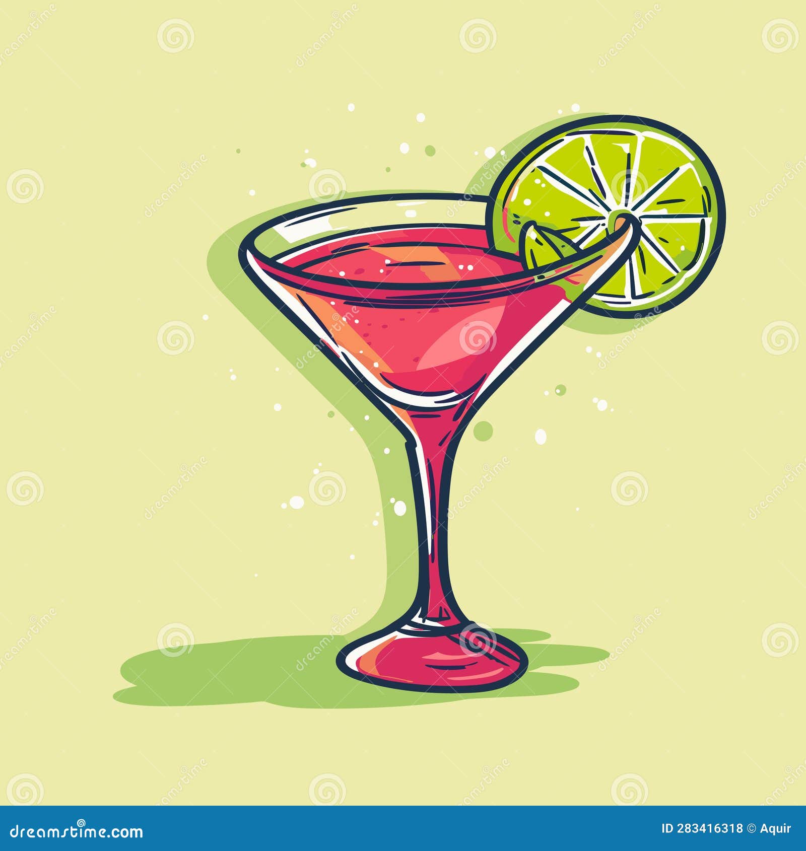 Cosmopolitan Cocktail Hand-drawn Comic Illustration. Cosmopolitan ...