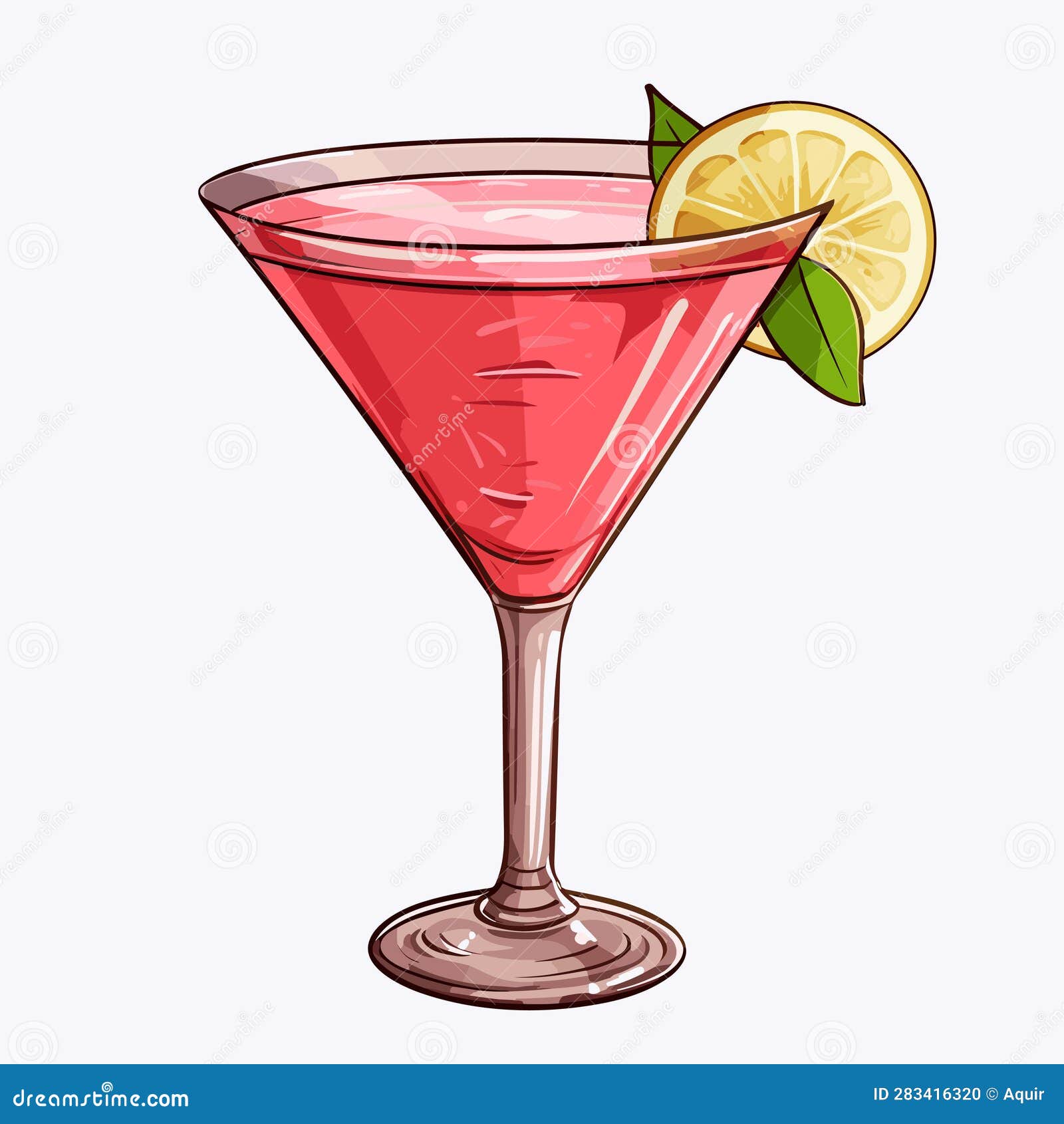 Cosmopolitan Cocktail Hand-drawn Comic Illustration. Cosmopolitan ...