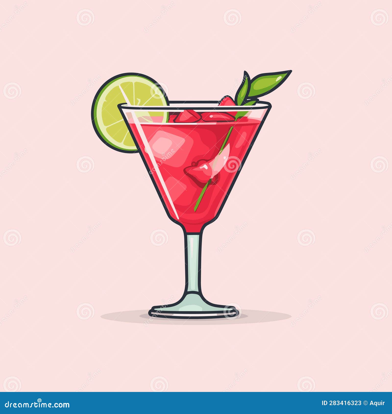 Cosmopolitan Cocktail Hand-drawn Comic Illustration. Cosmopolitan ...