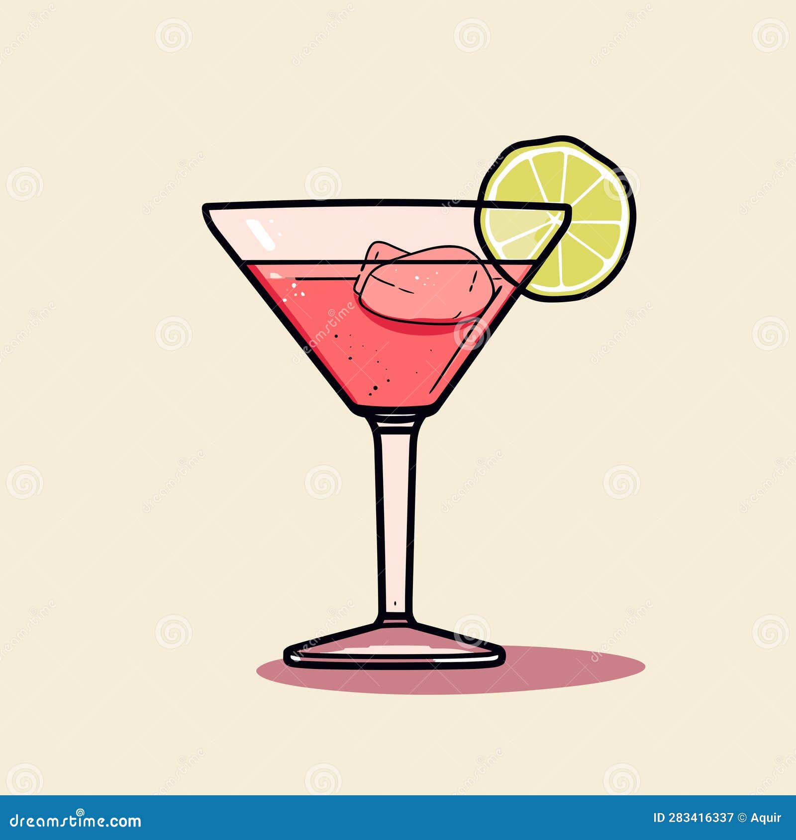 Cosmopolitan Cocktail Hand-drawn Comic Illustration. Cosmopolitan ...