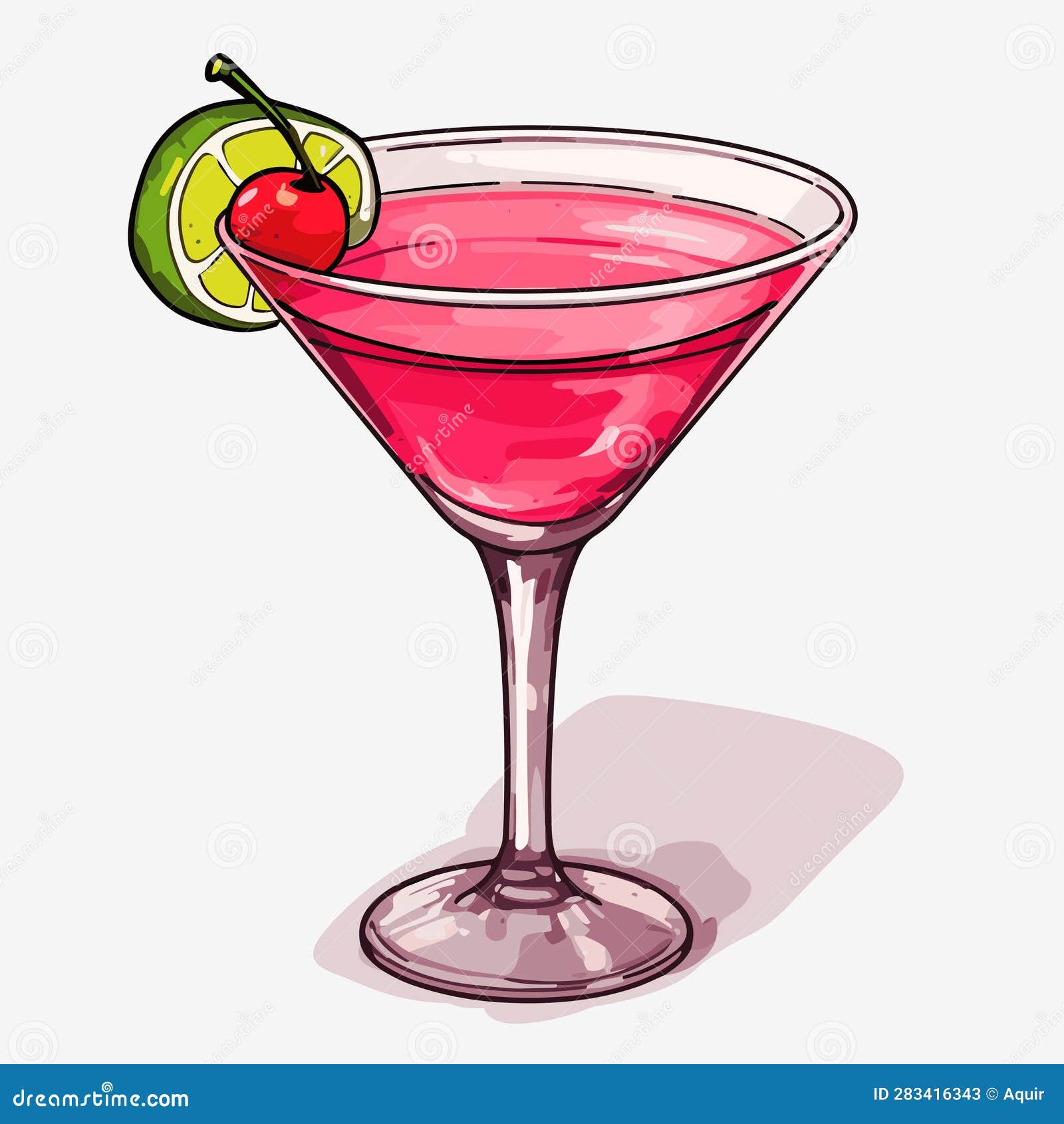 Cosmopolitan Cocktail Hand-drawn Comic Illustration. Cosmopolitan ...