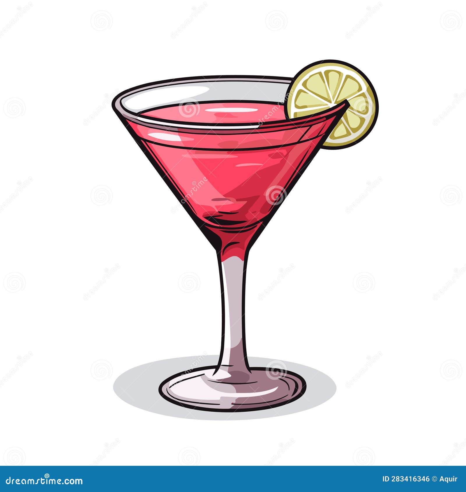 Cosmopolitan Cocktail Hand-drawn Comic Illustration. Cosmopolitan ...