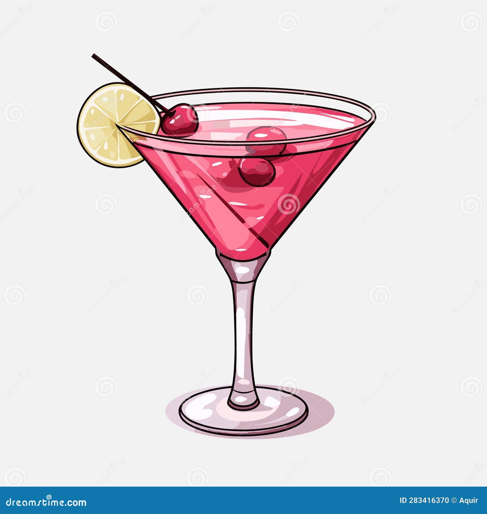 Cosmopolitan Cocktail Hand-drawn Comic Illustration. Cosmopolitan ...