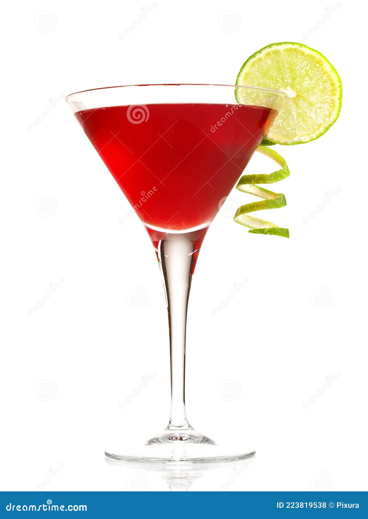 Cosmopolitan Cocktail with Lime Twist on White Background - Isolated ...