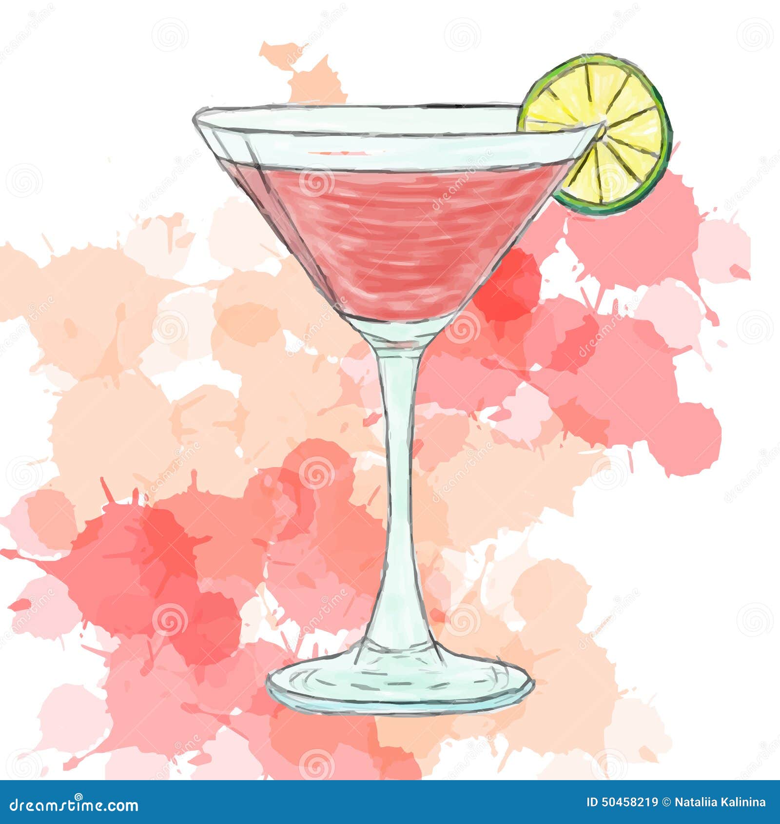 Cosmopolitan cocktail stock vector. Illustration of drawing - 50458219