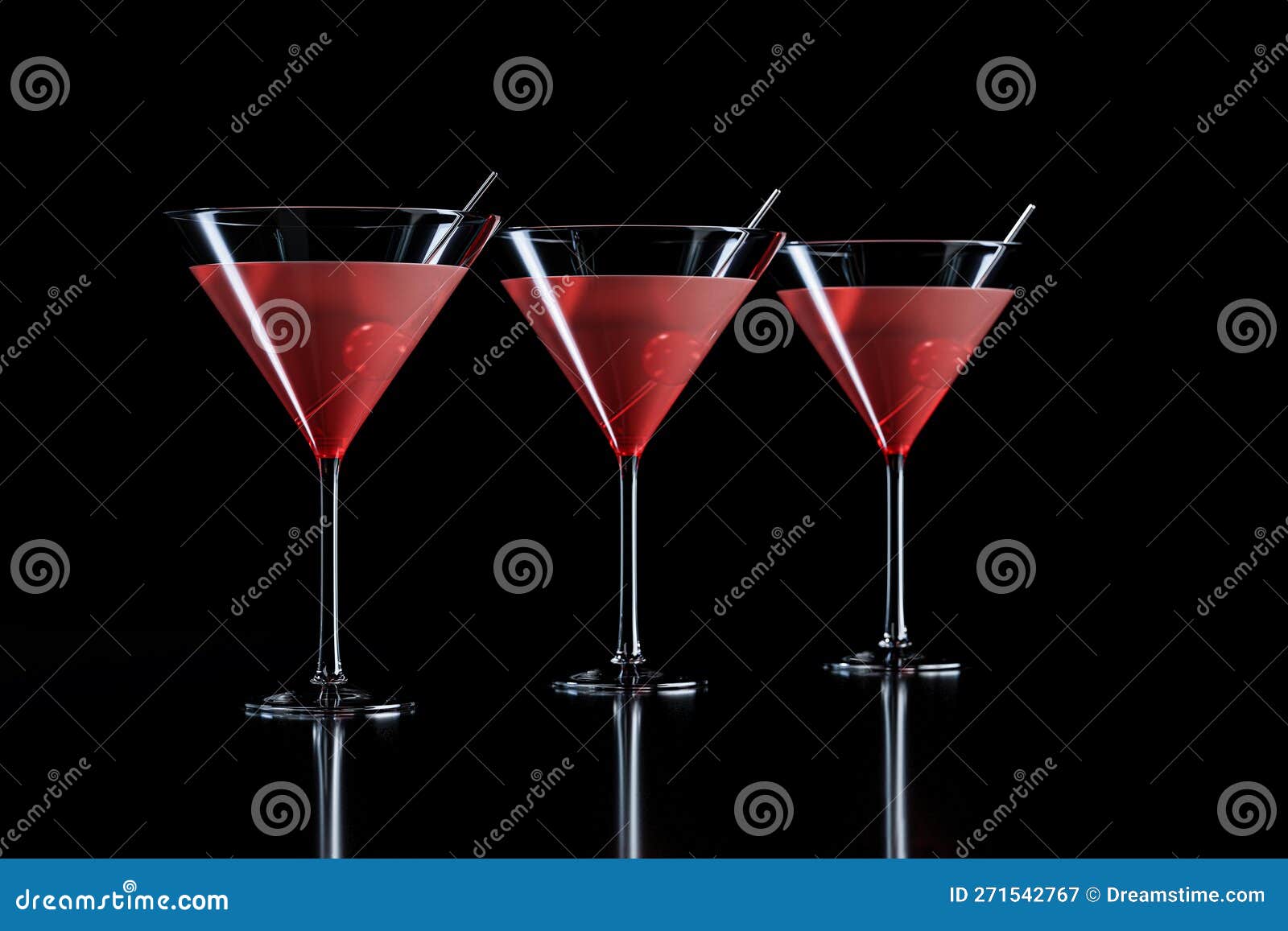 Cosmopolitan Cocktails With Cherry In Martini Glass Stock Image Image