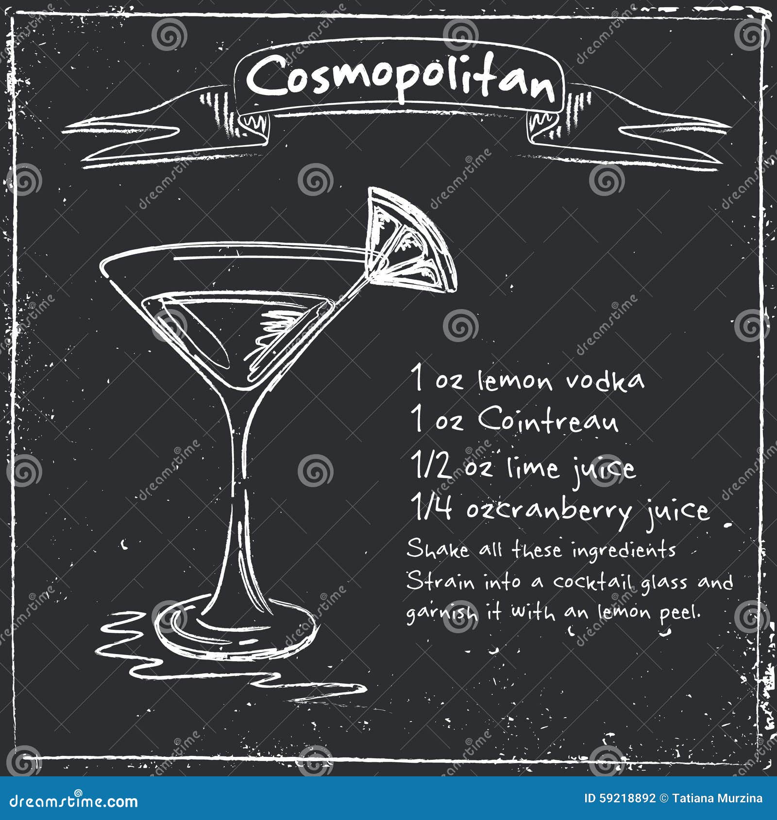 Cosmopolitan. Hand Drawn Illustration of Cocktail. Stock Illustration ...